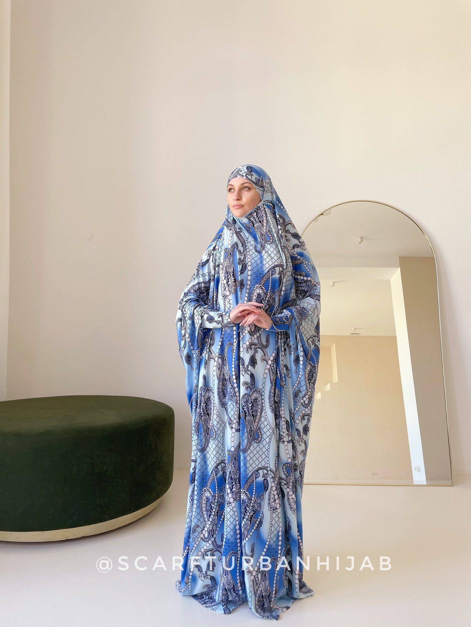 Long Khimar With Floral Print and Wide Cuffs Perfect Jilbab for Prayer ...