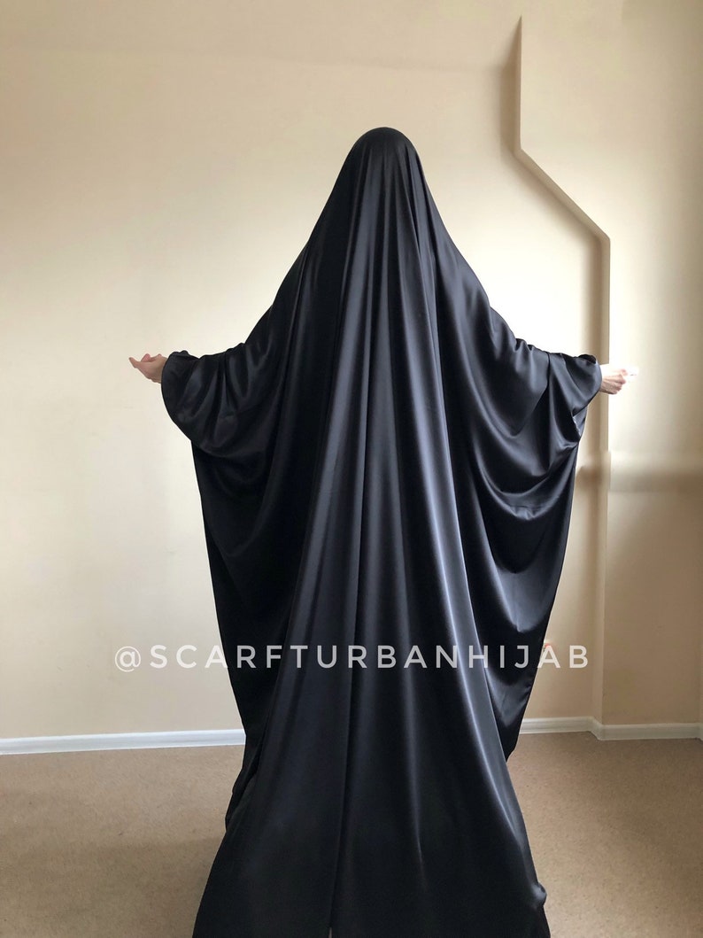 Long silk jilbab loose khimar burqa black chadar | Etsy