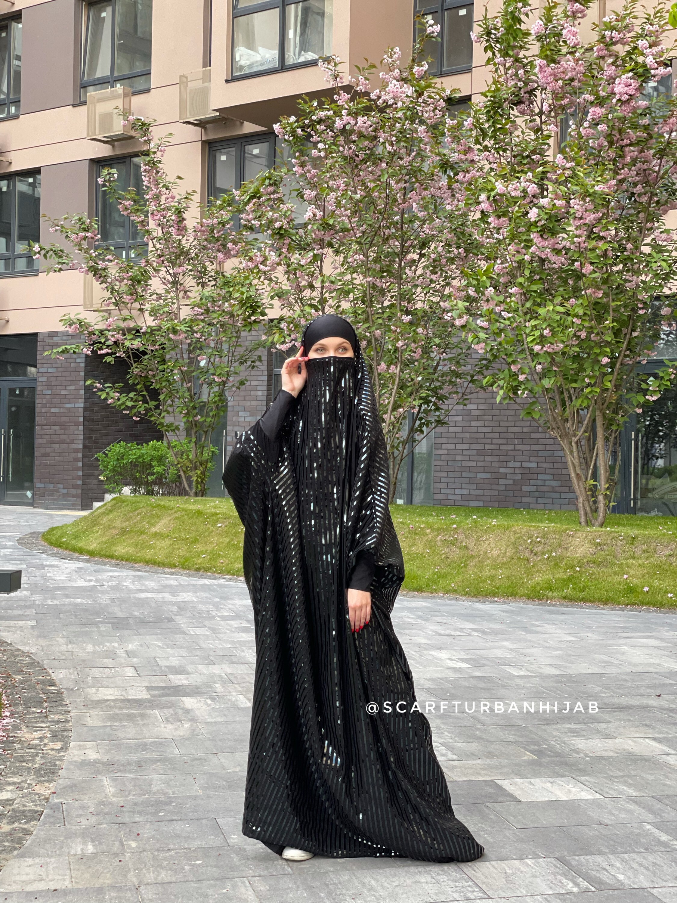 Black stripe latex jilbab limited additional l Khimar | Etsy