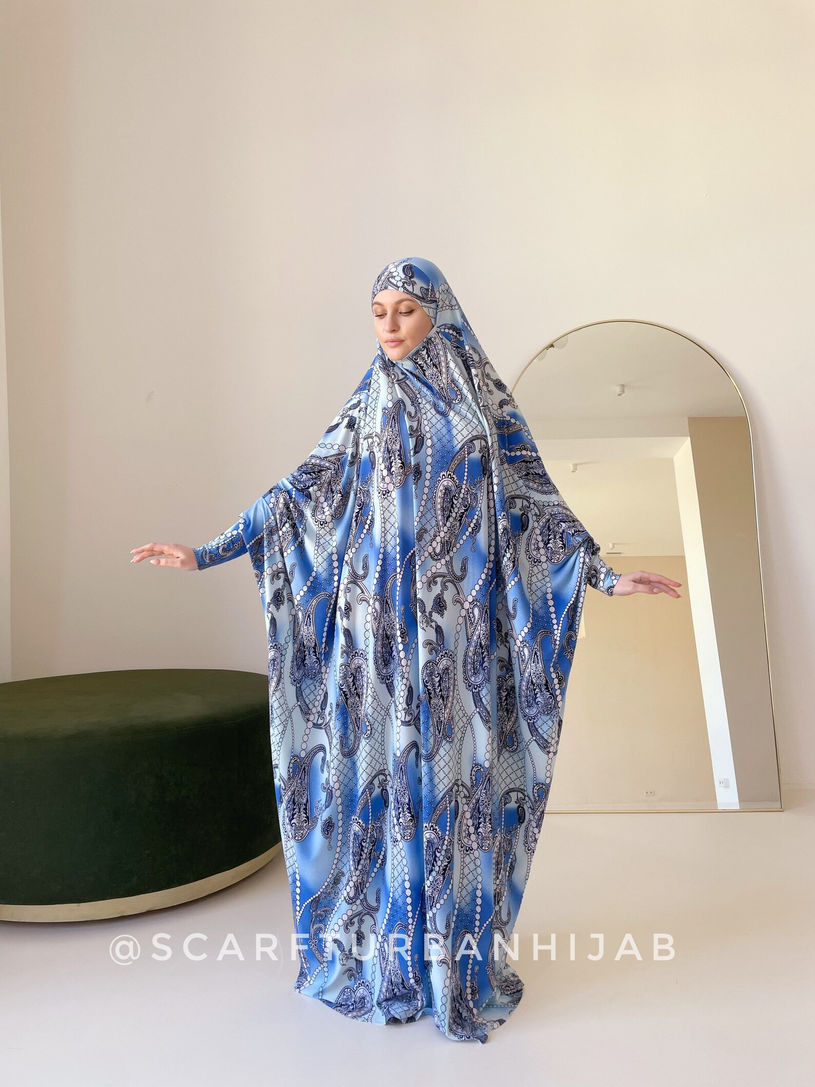 Long Khimar With Floral Print and Wide Cuffs Perfect Jilbab for Prayer ...