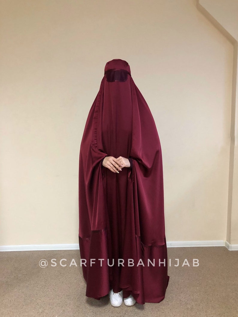 Burgundy Afghan Burqa Silk Khimar Cape Niqab Full Long - Etsy Australia