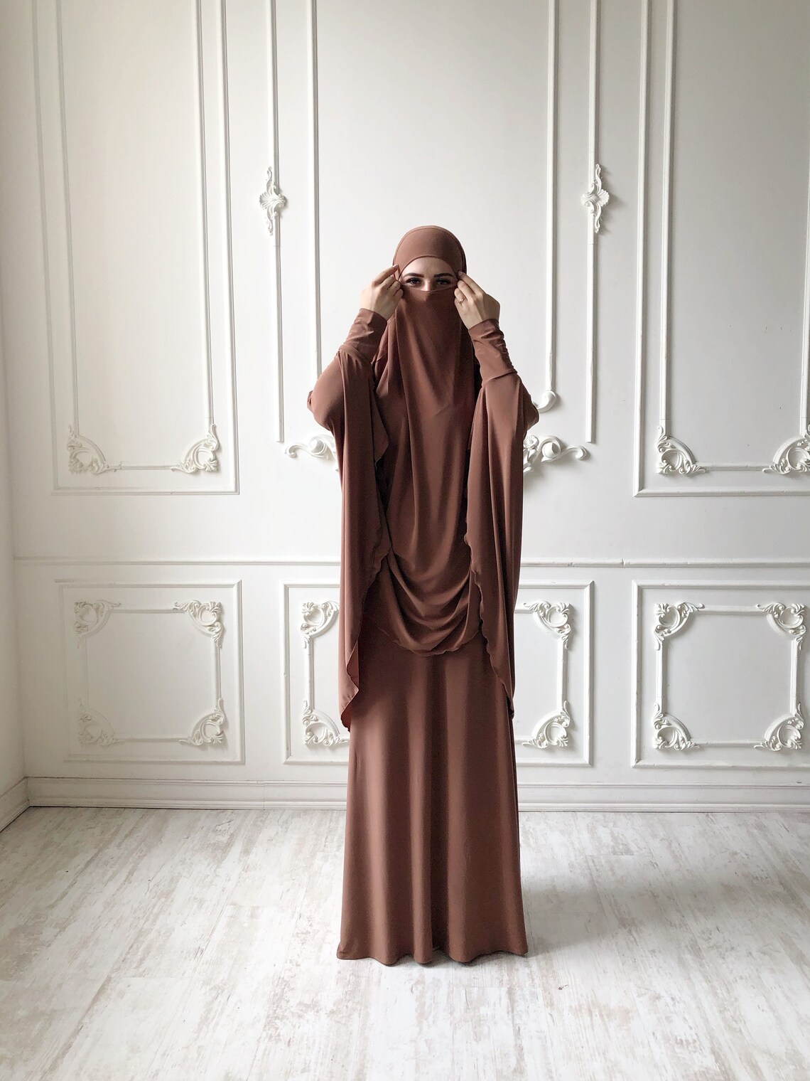 Brown Jilbab Suit With Skirt Transformer Khimar Niqab - Etsy