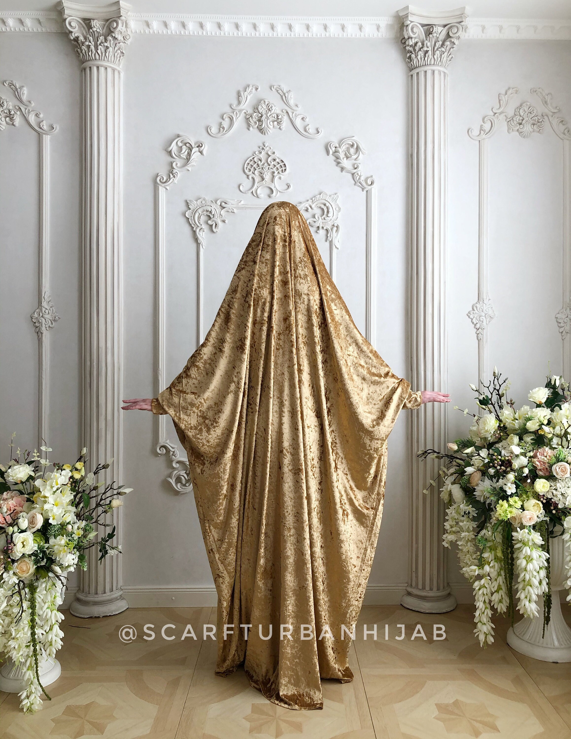 Golden velvet Khimar muslim dress Transformer jilbab nikab | Etsy