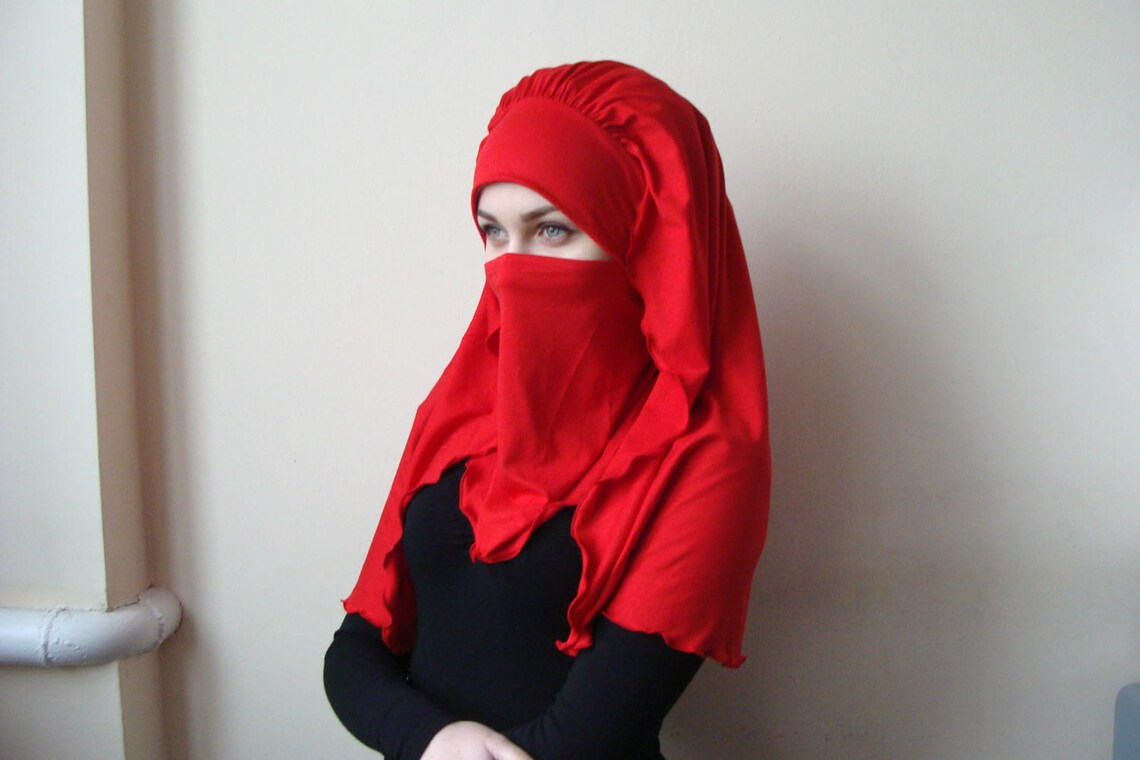 Transformer voluminous red barbe hijab niqab transformer red | Etsy