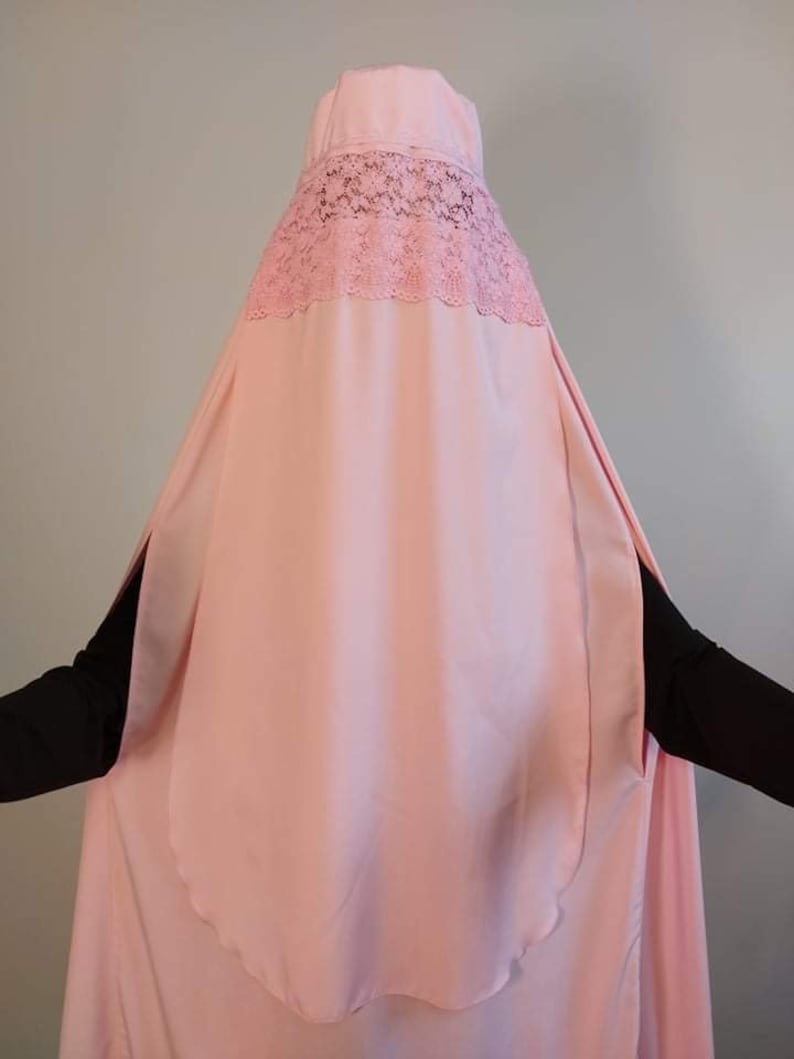 Pink Afghan Burqa Cape, Traditional Chador, Full Niqab , Lace Nikab ...