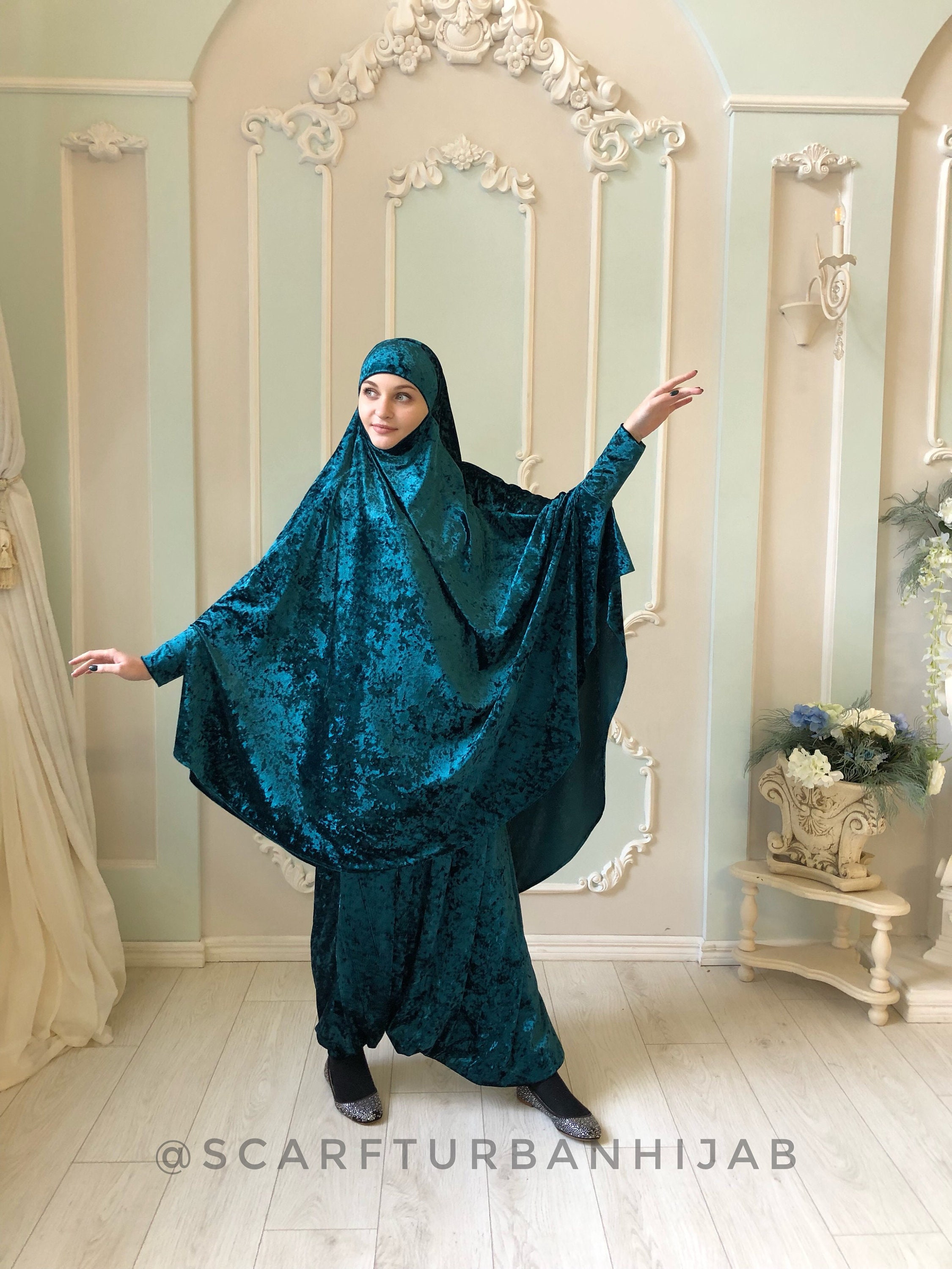 Velvet French Khimar Suit, Islamic Harem Pants, Stylish Hijab Niqab - Etsy