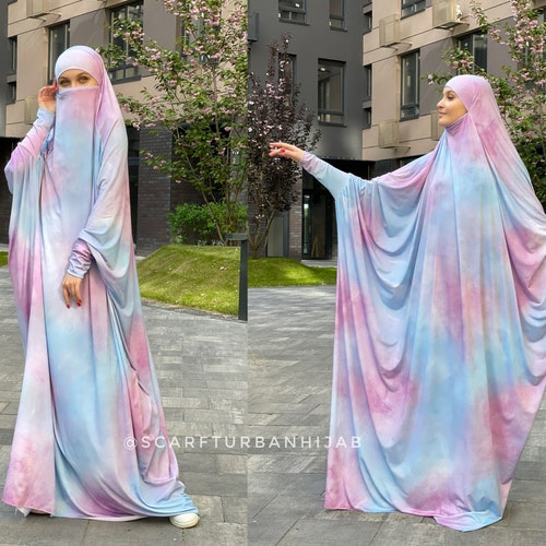 Blue and Pink Jilbab Limited Additional L Khimar Muslim | Etsy