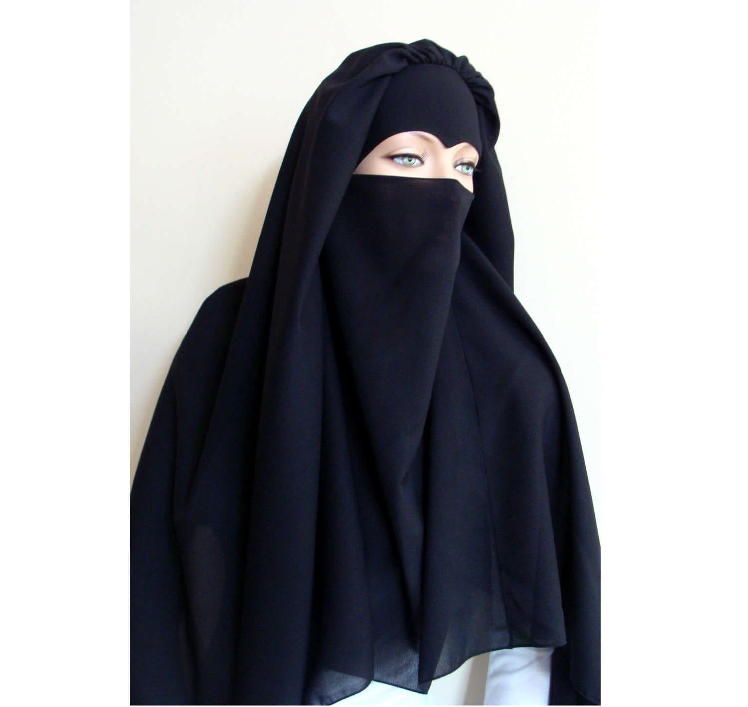 Black Full Niqab, Traditional Niqab,black Burqa, Elegant Hijab, Black ...