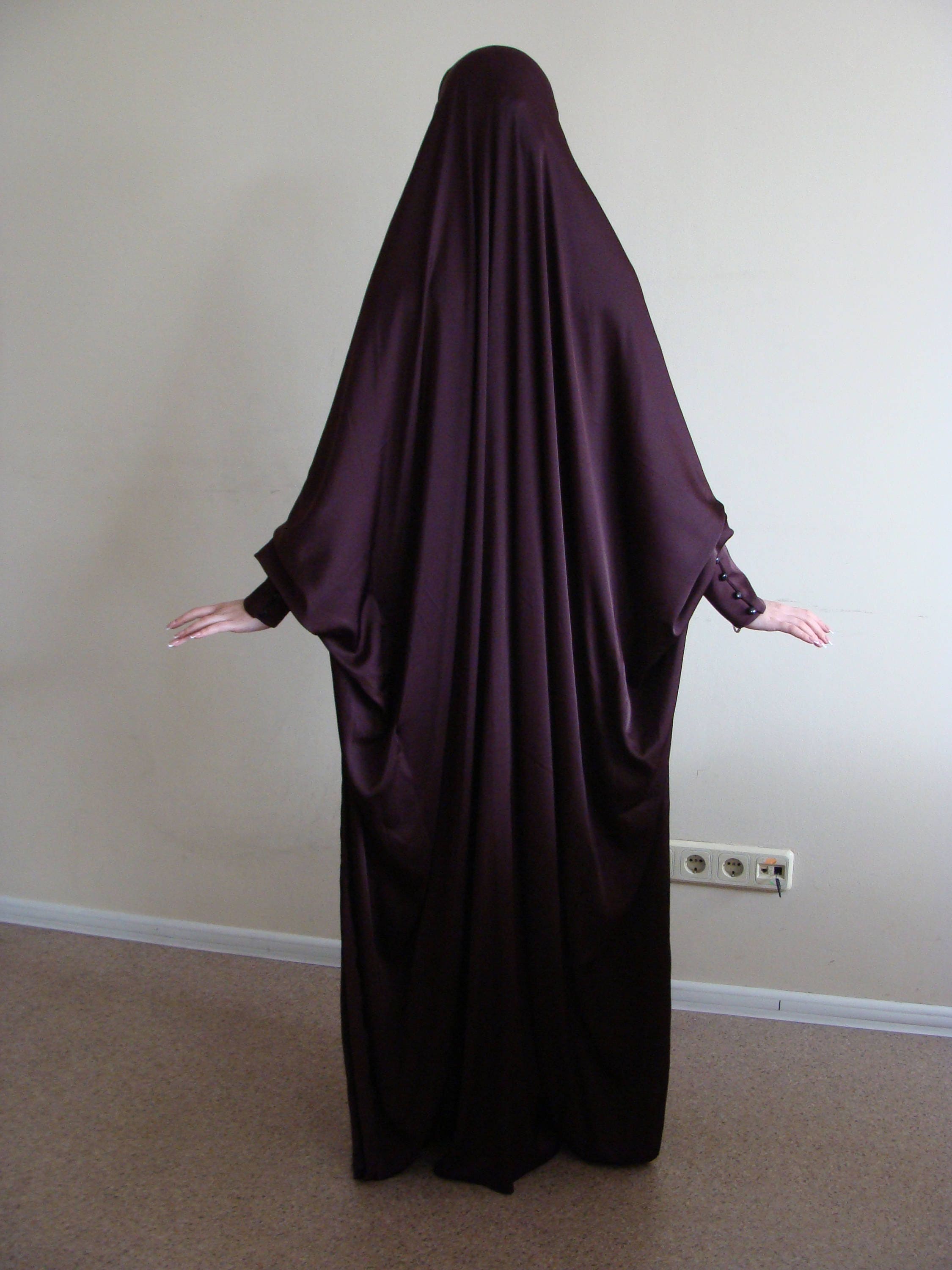 Long Silk Khimar Elegant Muslim Dress Chocolate Burqadubai - Etsy