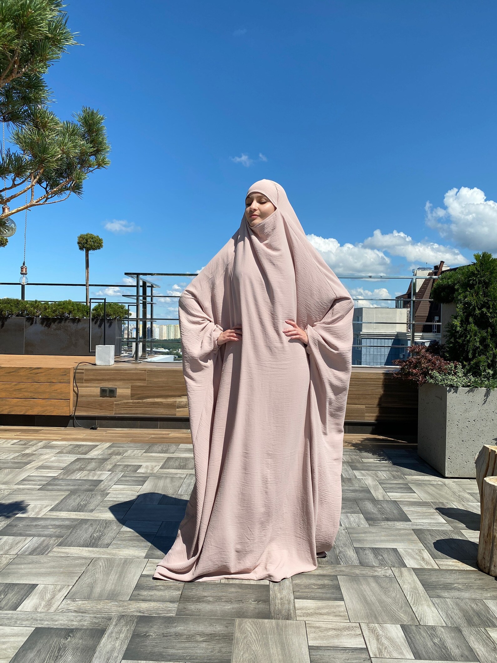 Light Thin Beige Crepe Khimar Muslim Summer Jilbab Dress - Etsy