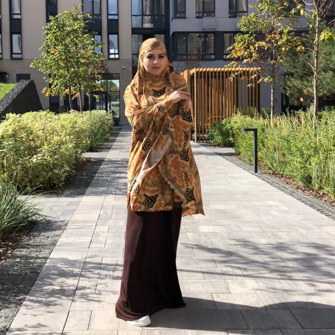 Printed Khimar Niqab, Beige Brown, Islamic Jilbab Hijab - Etsy