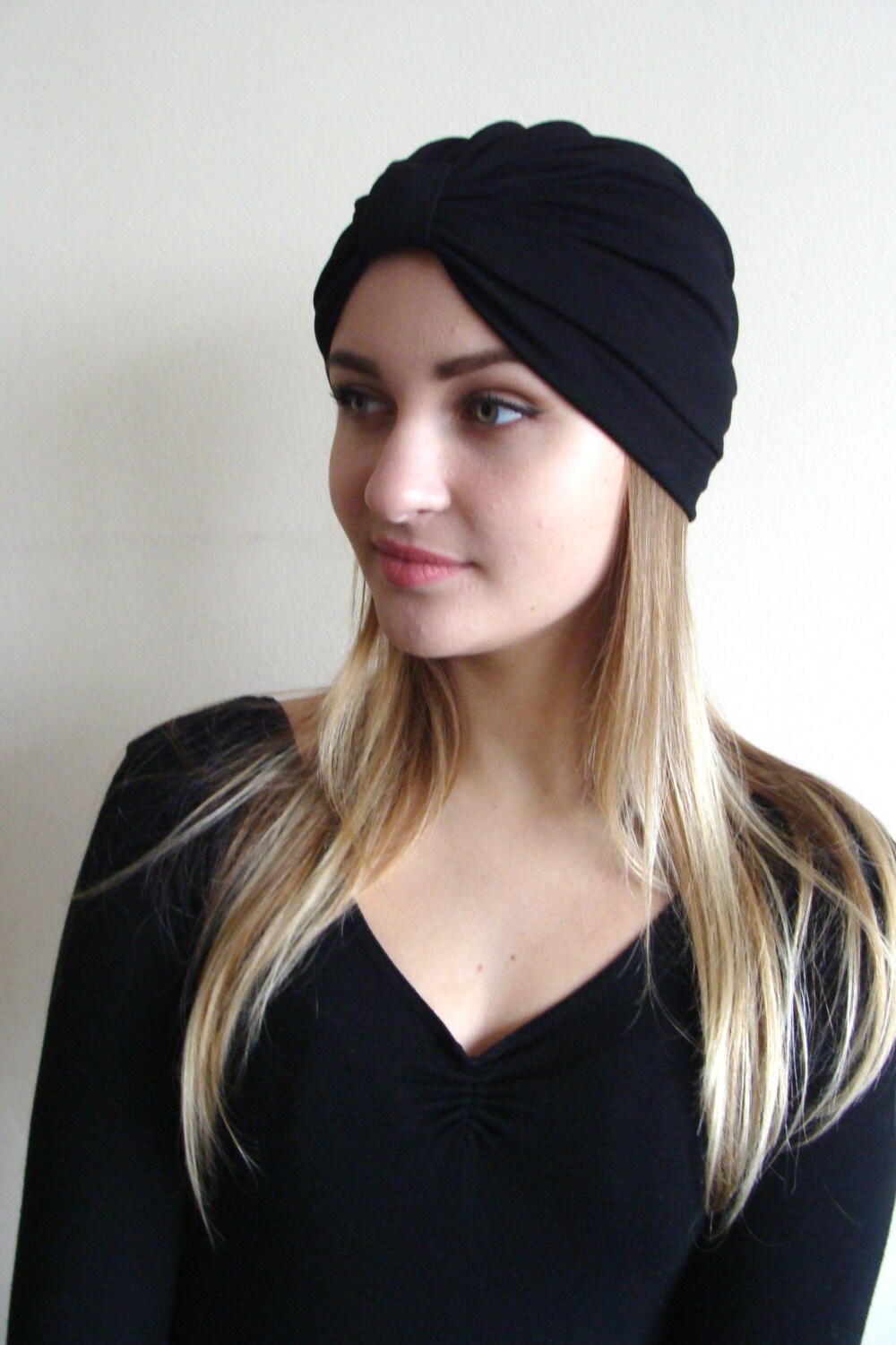 Women's Black Turban Full Turban Hat Stretchy Viscose | Etsy