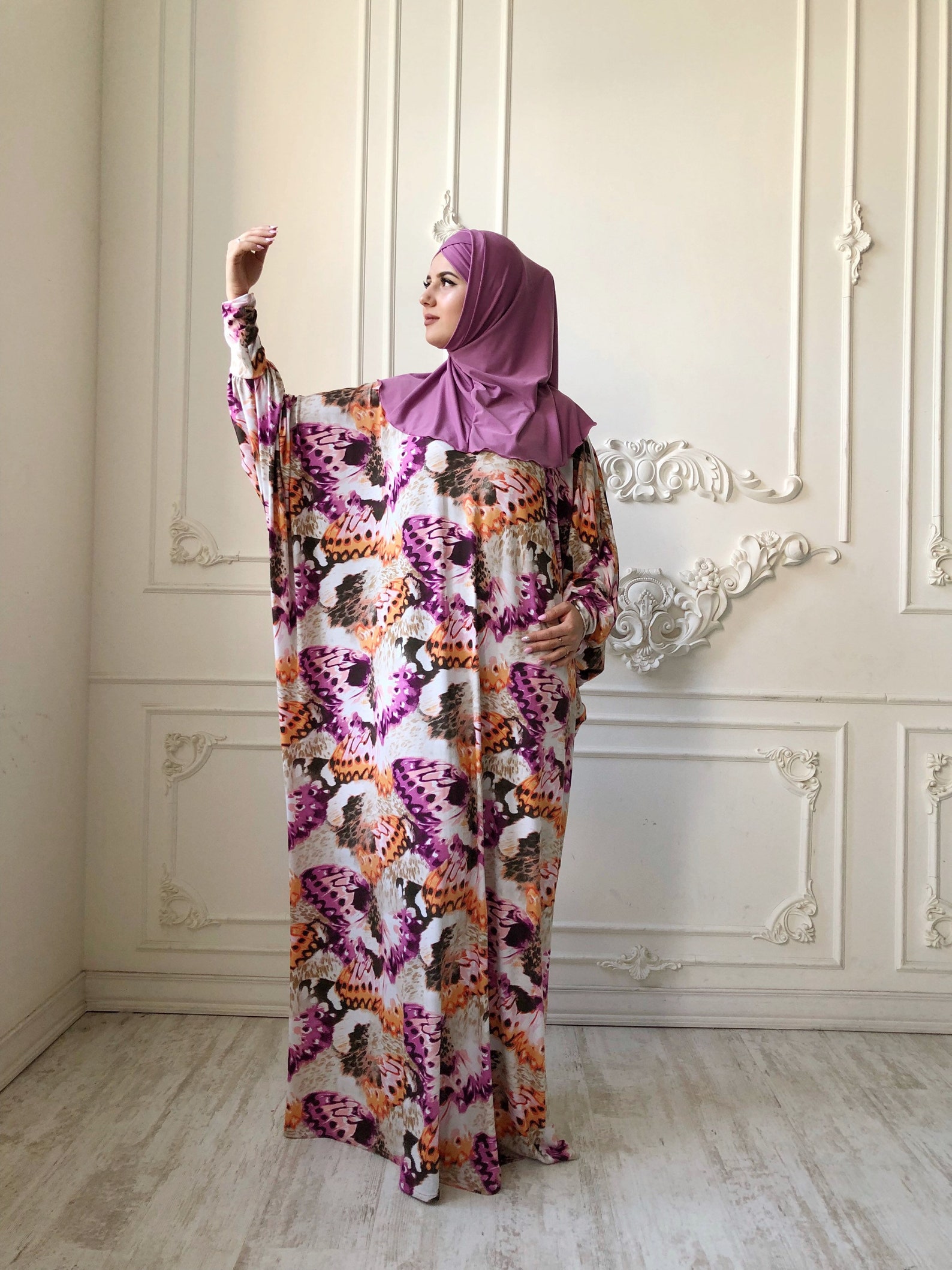 Bohemian Plus Size Maxi Dress Colorful Long Sleeve Islamic - Etsy