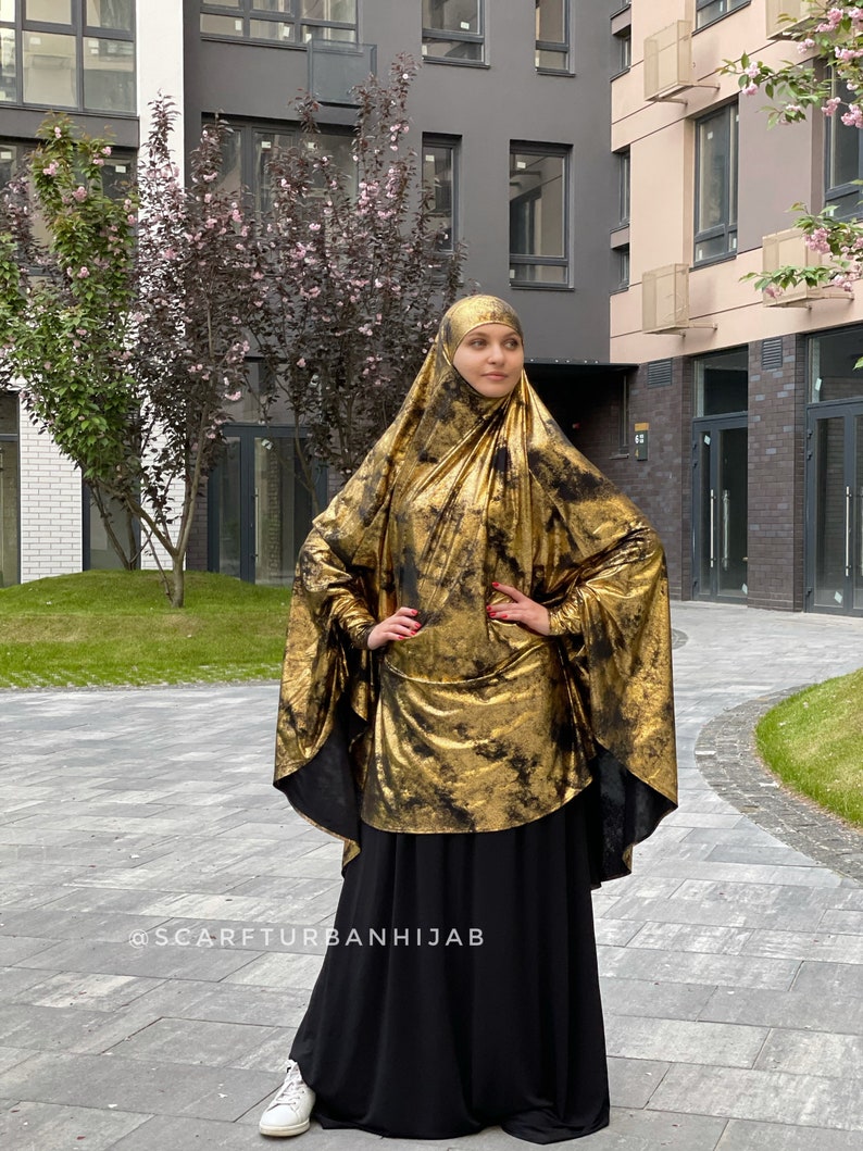 Exclusive Black and Golden Print Khimar Niqab Transformer - Etsy