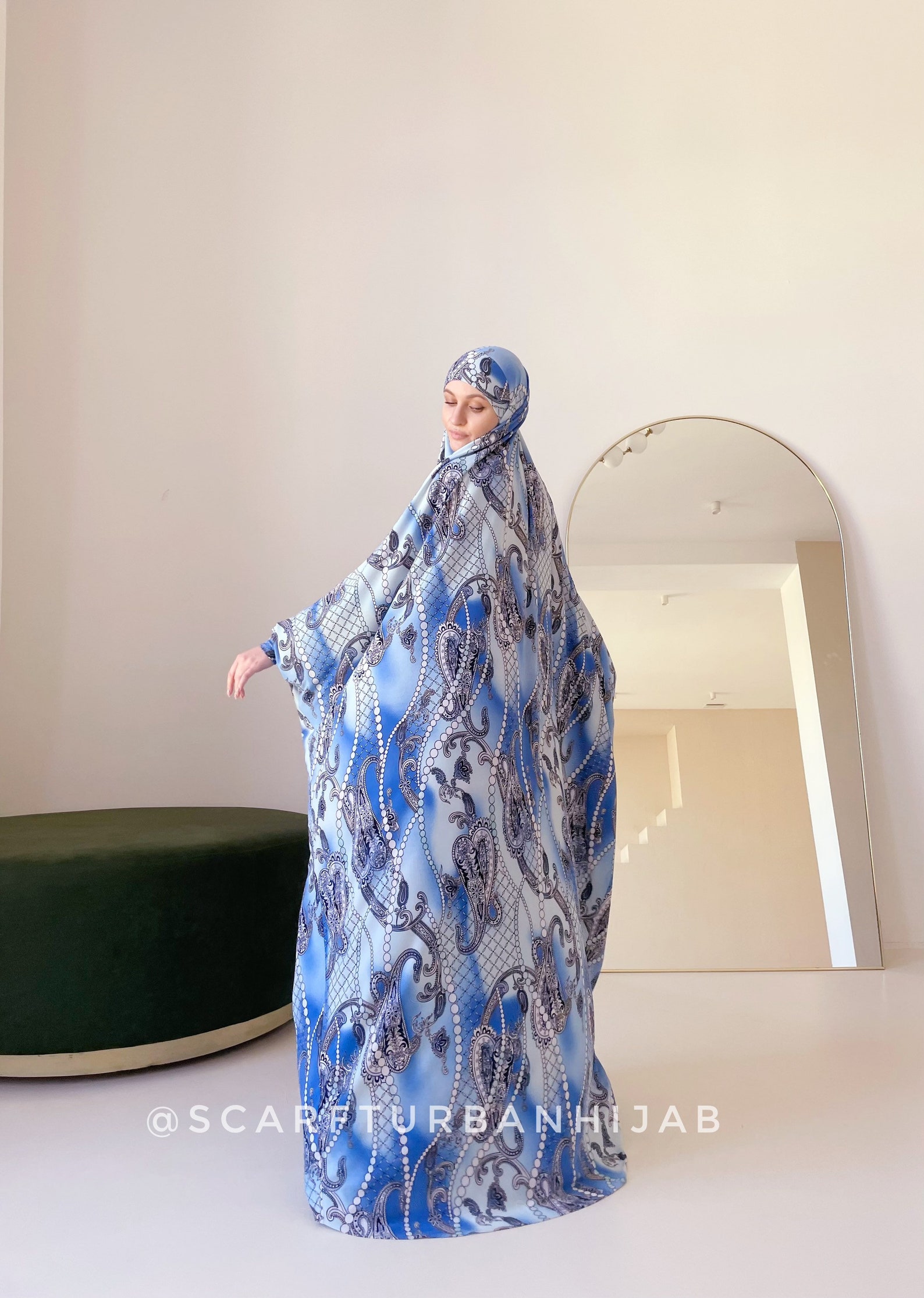 Long Khimar With Floral Print and Wide Cuffs Perfect Jilbab for Prayer ...