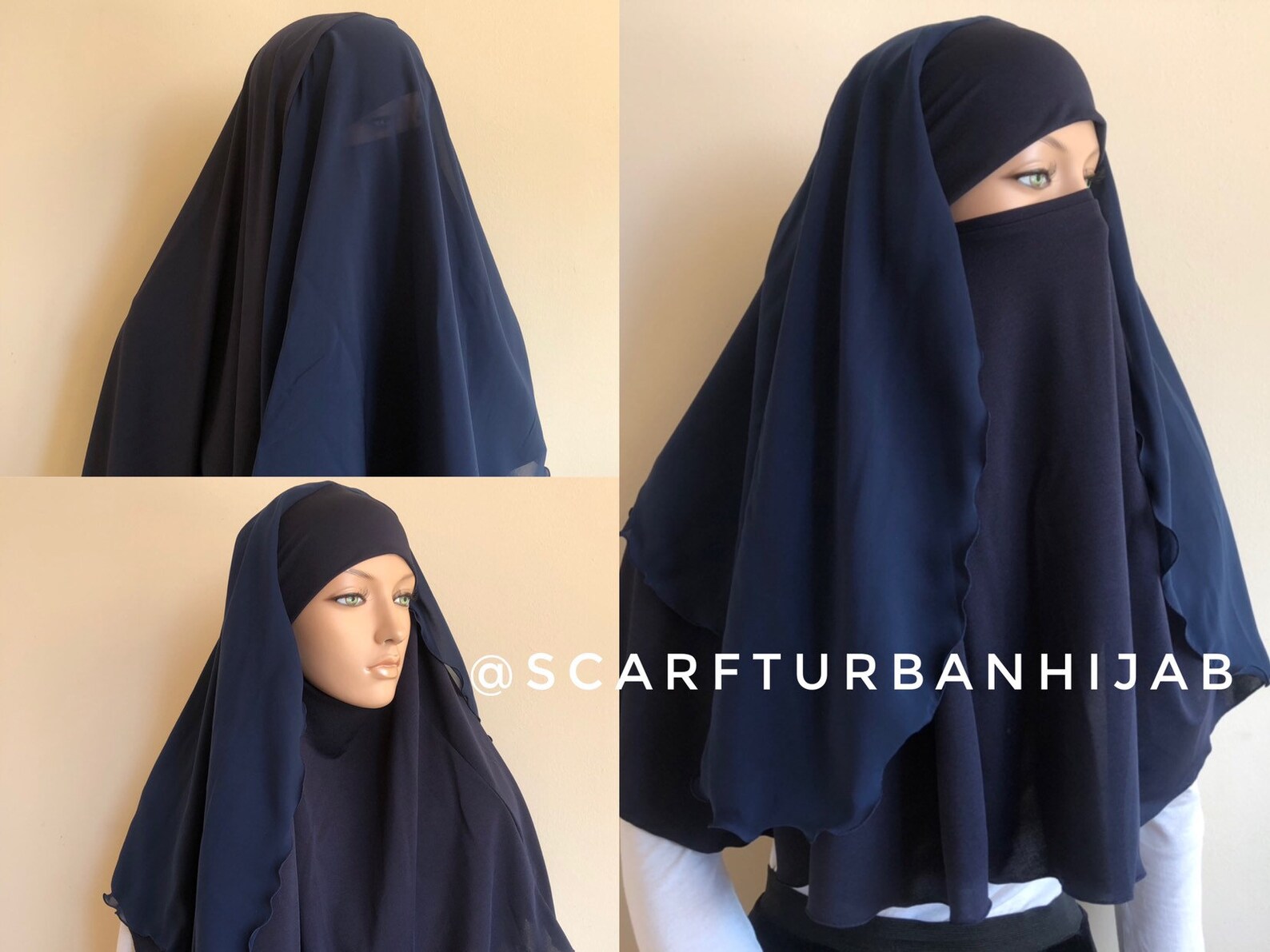 Navy Blue Niqab Veil Niqab Transformer Navy Niqab Closed - Etsy Canada