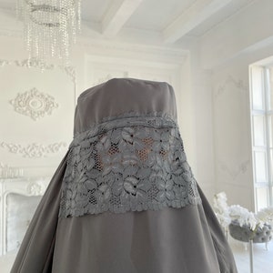 Gray Afghan Burqa Cape, Traditional Chador, Full Niqab , Lace Nikab ...