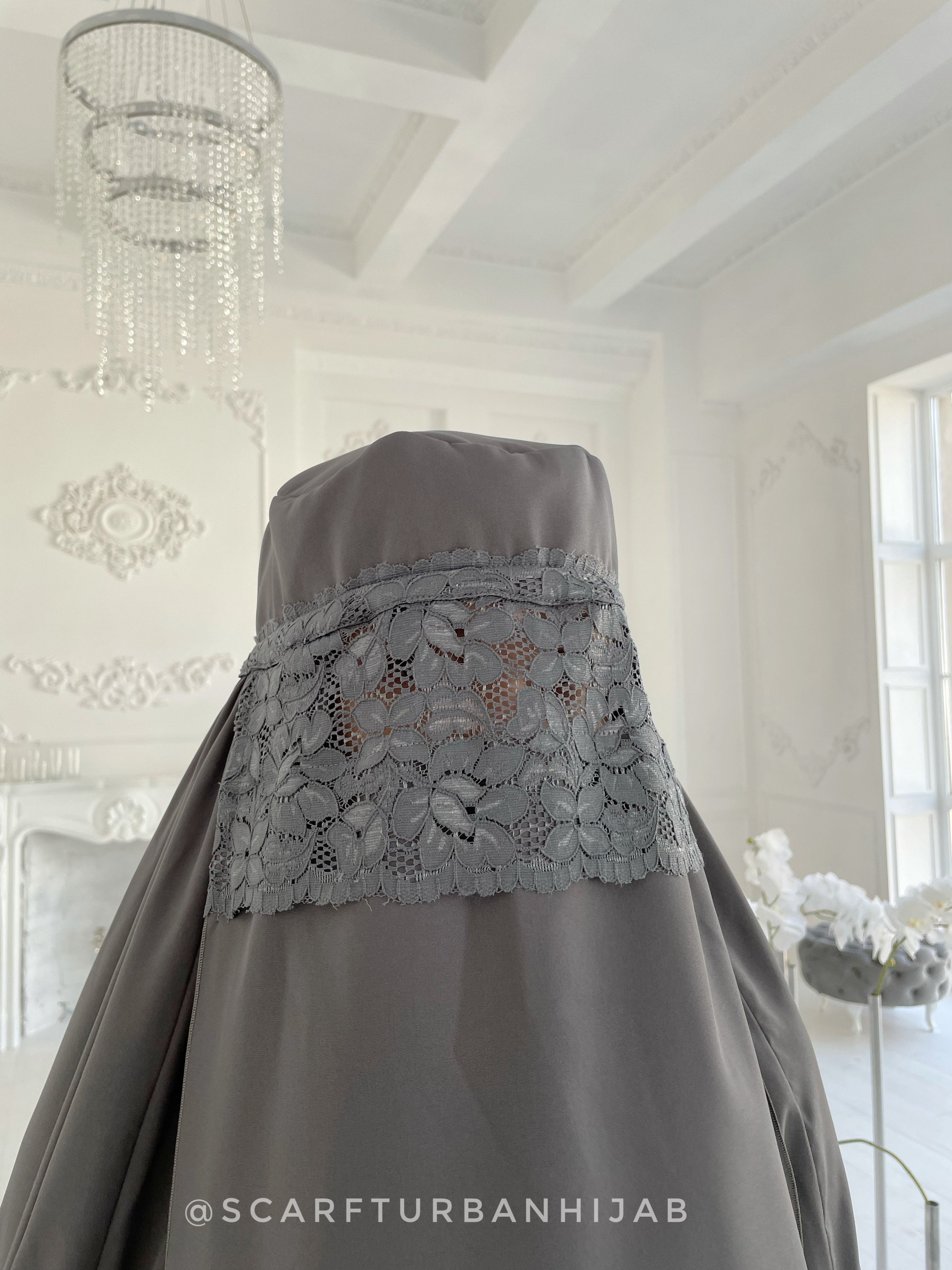 Gray Afghan Burqa Cape, Traditional Chador, Full Niqab , Lace Nikab ...