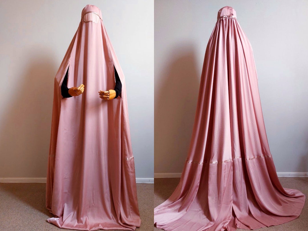 Blush Pink Color Silk Afghan Burqa Cape, Full Niqab Veil, Saudi Abaya ...
