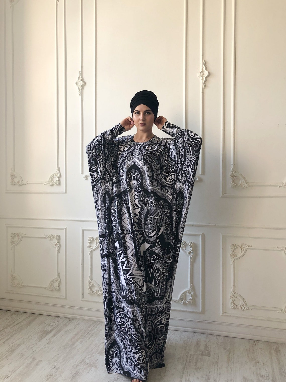 2 in One Black Hijab jersey Turban Volume Ready Turban - Etsy