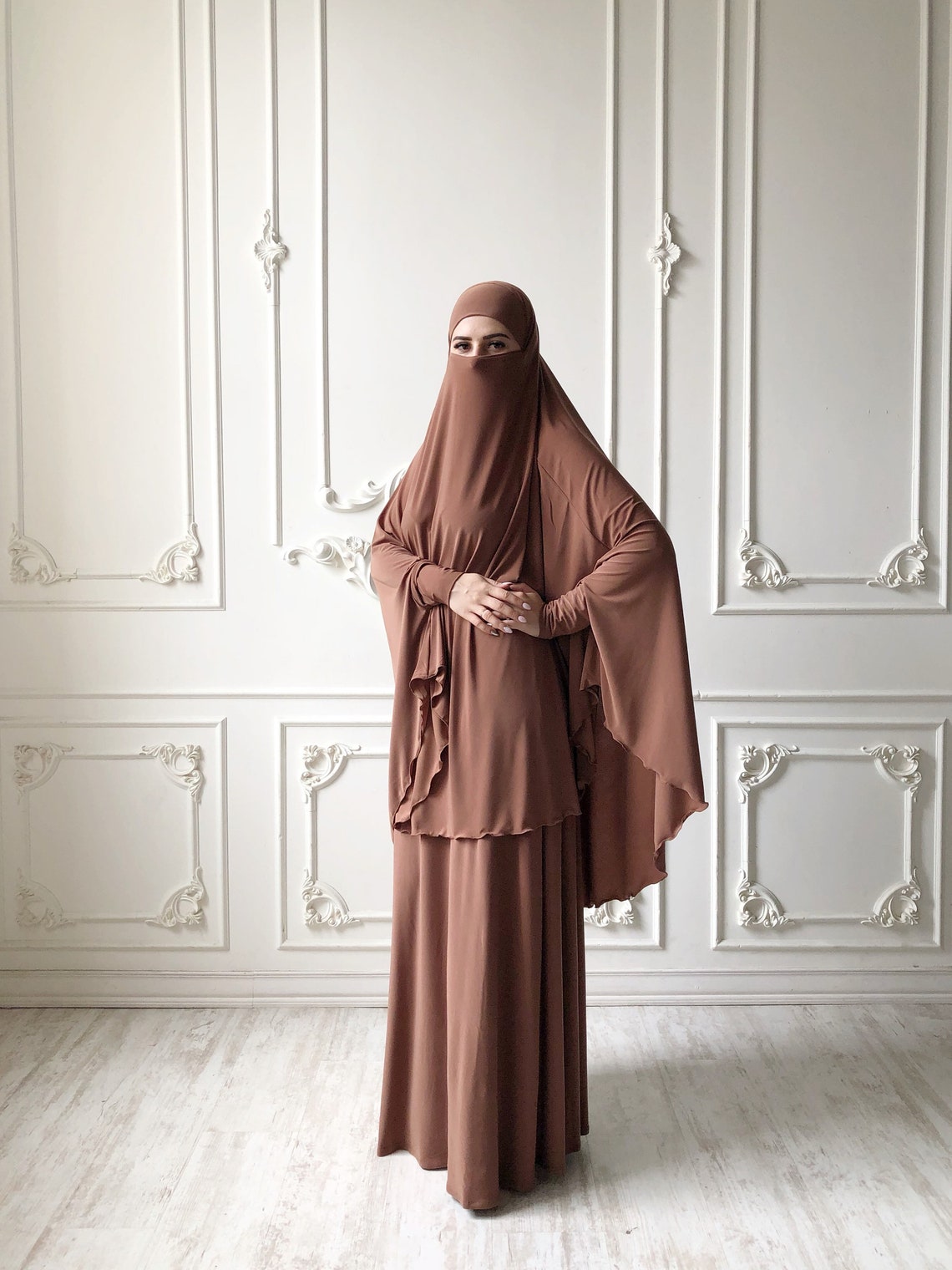 Brown Jilbab Suit With Skirt Transformer Khimar Niqab - Etsy