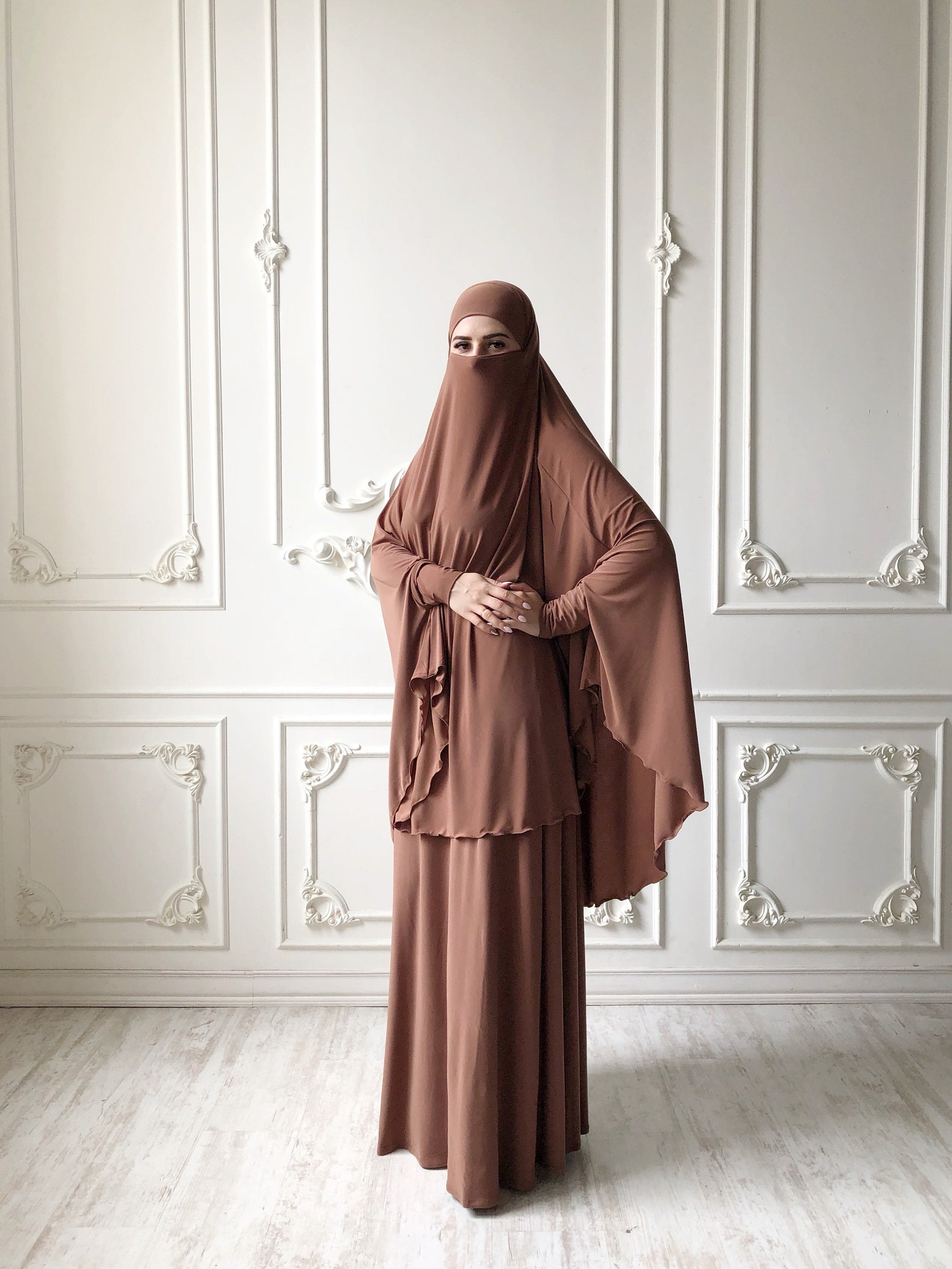 Brown Jilbab Suit With Skirt Transformer Khimar Niqab - Etsy