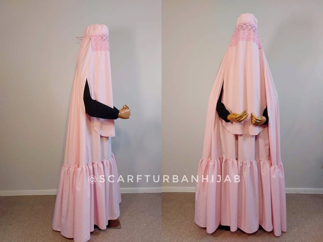 Pink Afghan Burqa Cape, Traditional Chador, Full Niqab , Lace Nikab ...