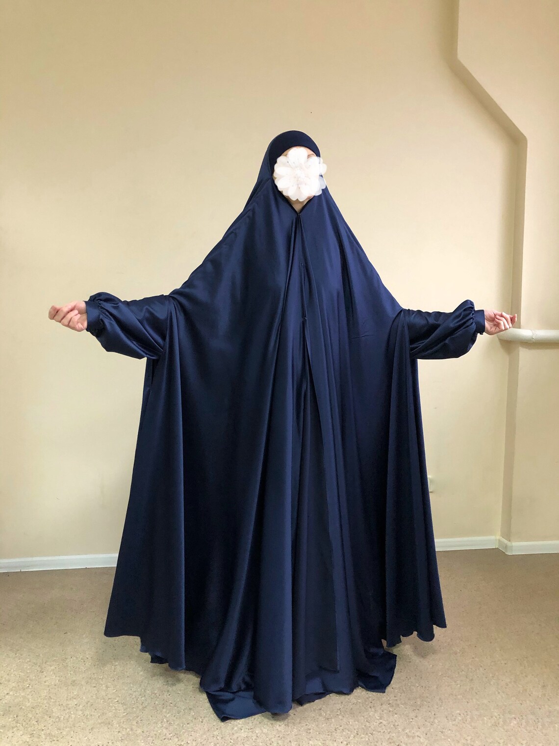 Elegant Burqa Suit Silk Satin Muslim Dress Wide Long Khimar - Etsy