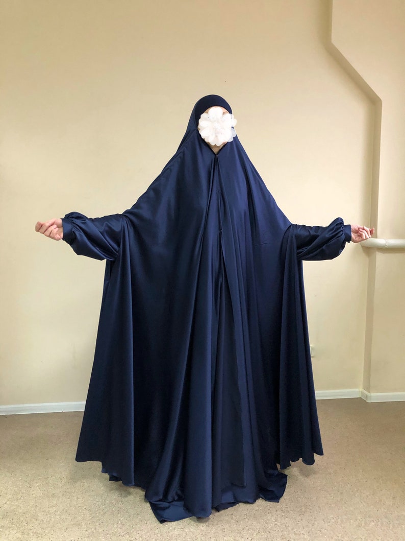 Elegant Burqa Suit Silk Satin Muslim Dress Wide Long Khimar - Etsy