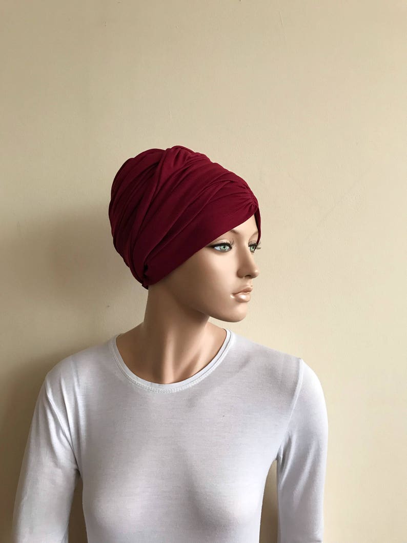 3 in One Burgundy Hijab jersey Turban Volume Ready Turban - Etsy Israel
