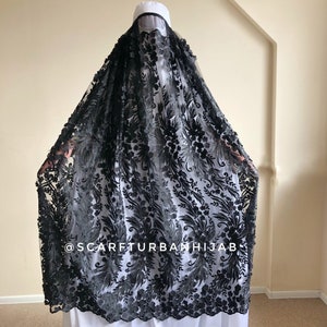 Lace Embroidery Black and White Afghan Burqa, Silk Khimar Cape, Niqab ...