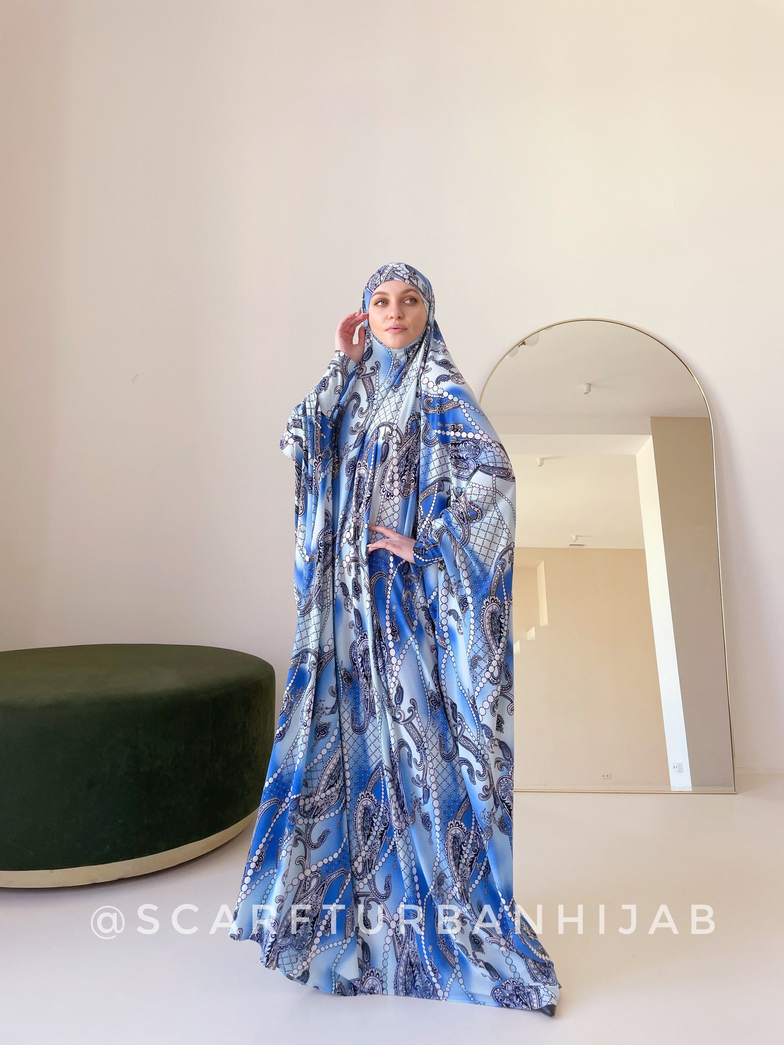 Long Khimar With Floral Print and Wide Cuffs Perfect Jilbab for Prayer ...