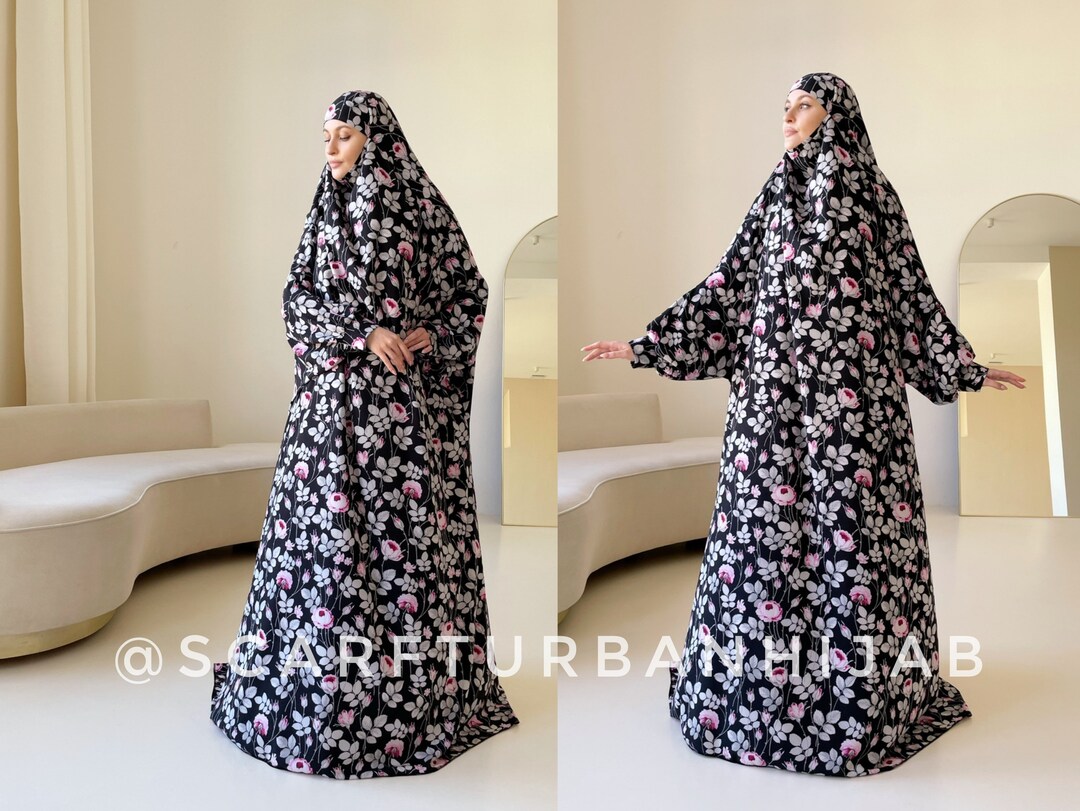 Elegant Floral Print Full-length Jilbab - Comfortable Muslim Attire ...