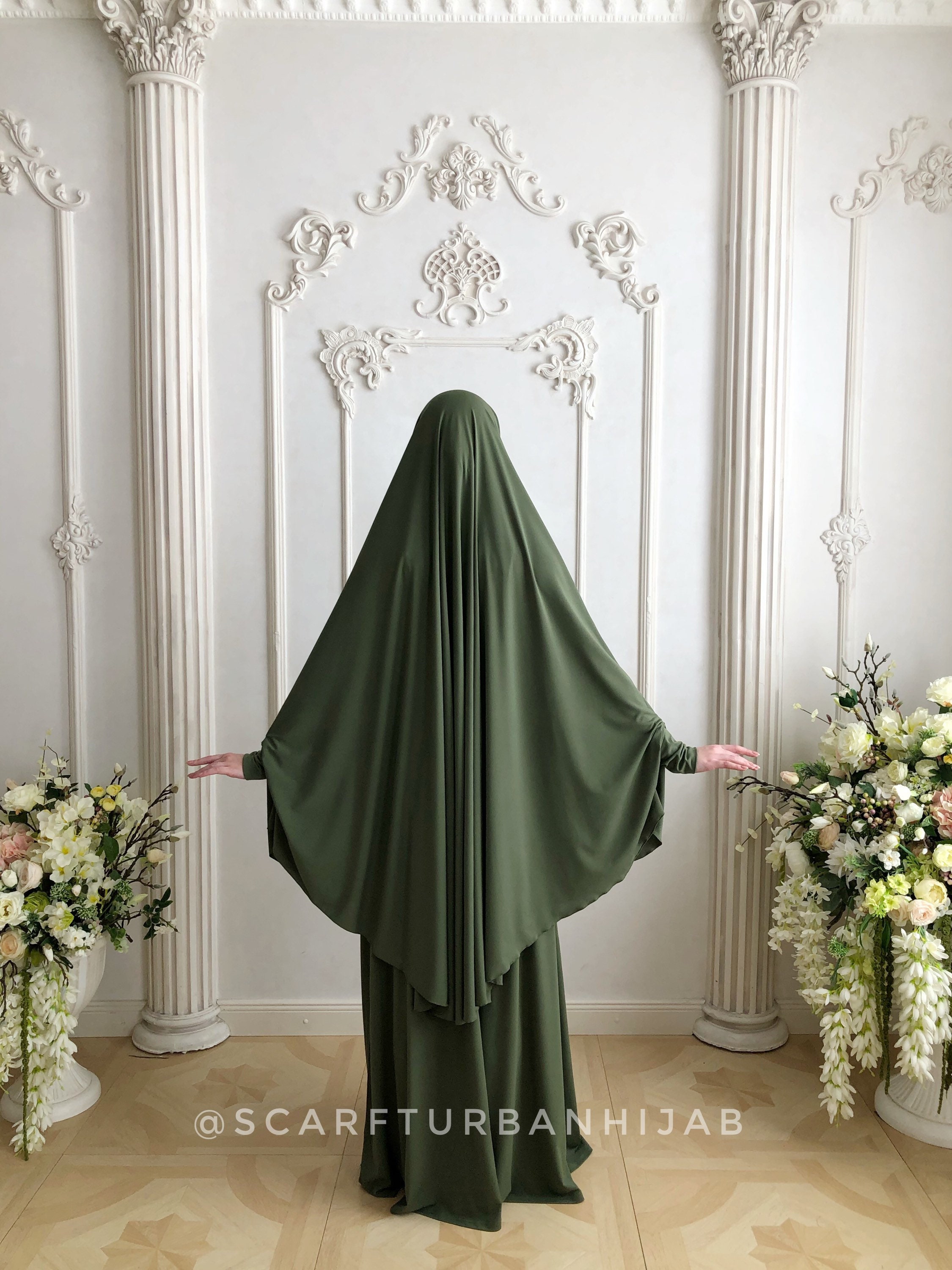 Dark Olive Khimar Niqab Transformer Elegant Khaki Traditional - Etsy