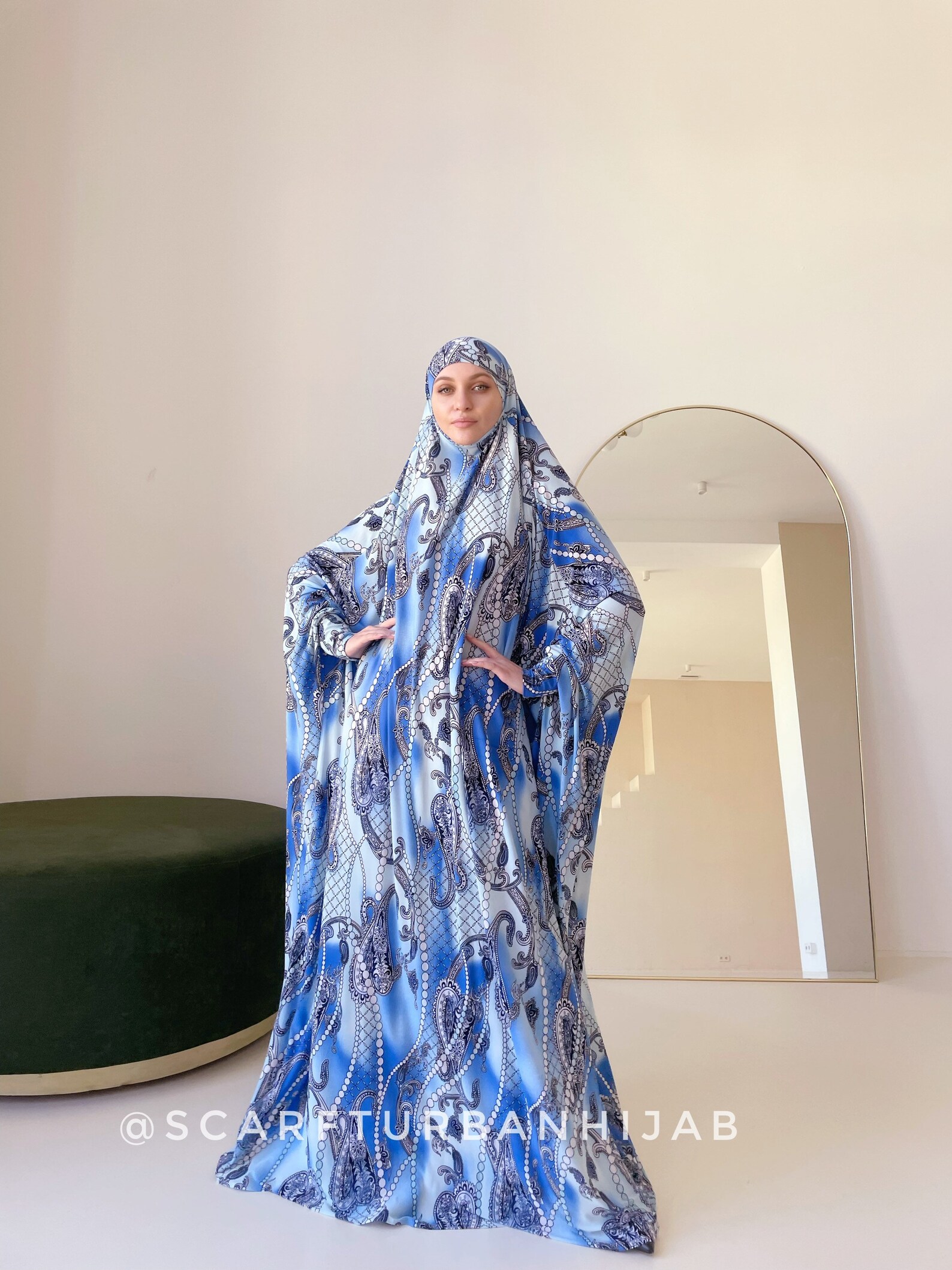 Long Khimar With Floral Print and Wide Cuffs Perfect Jilbab for Prayer ...