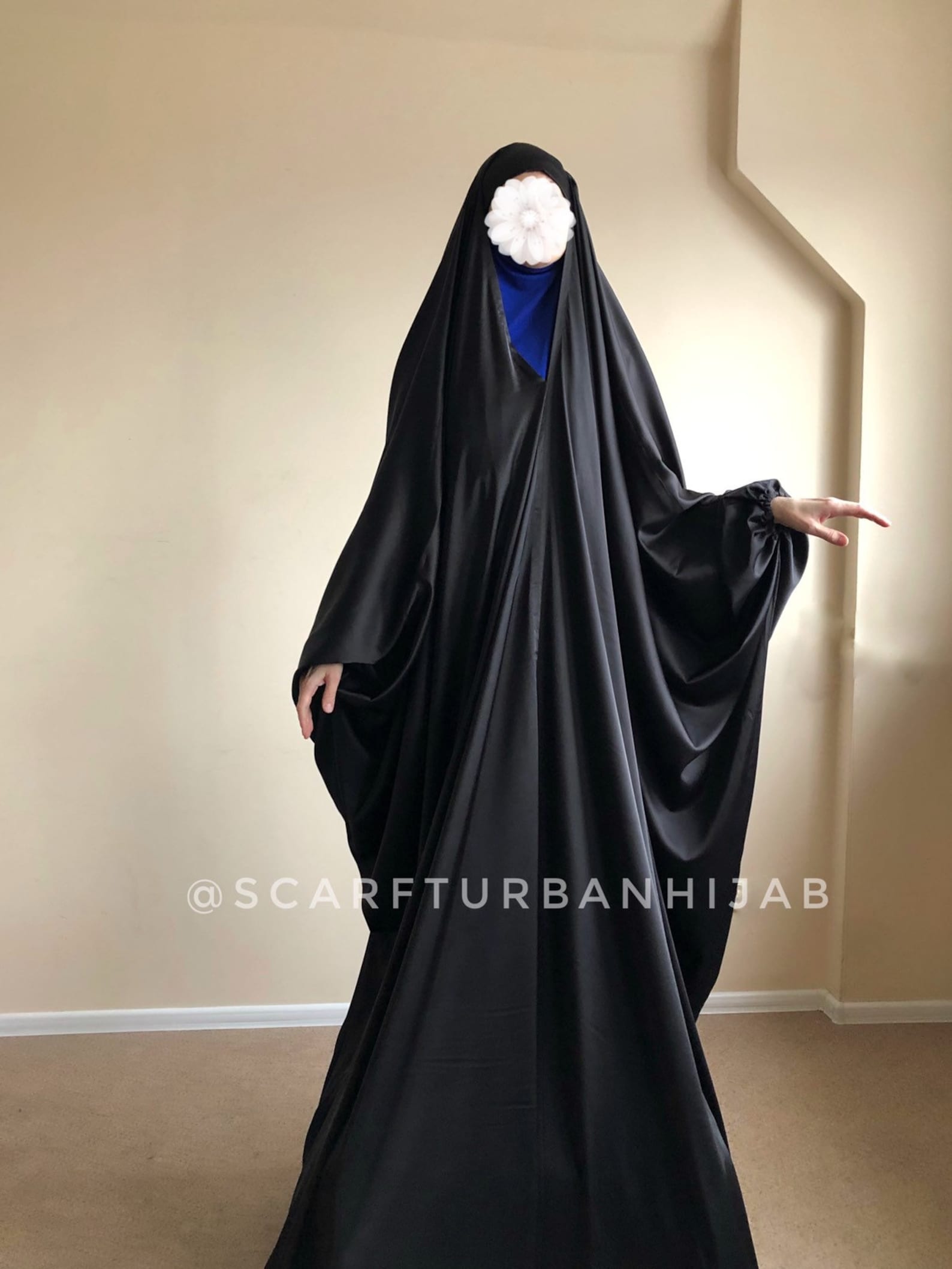 Long Silk Jilbab, Loose Khimar, Burqa, Black Chadar - Etsy
