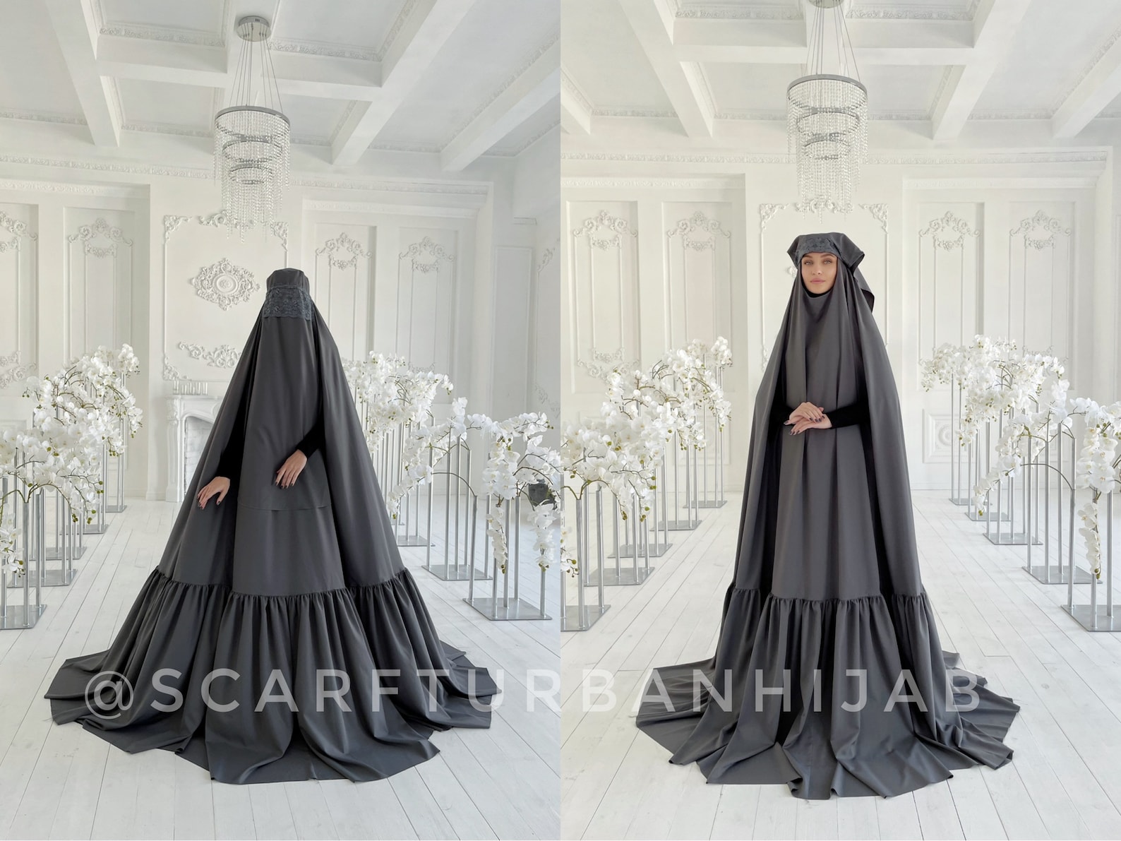 Gray Afghan Burqa Cape Traditional Chador Full Niqab Lace - Etsy Canada