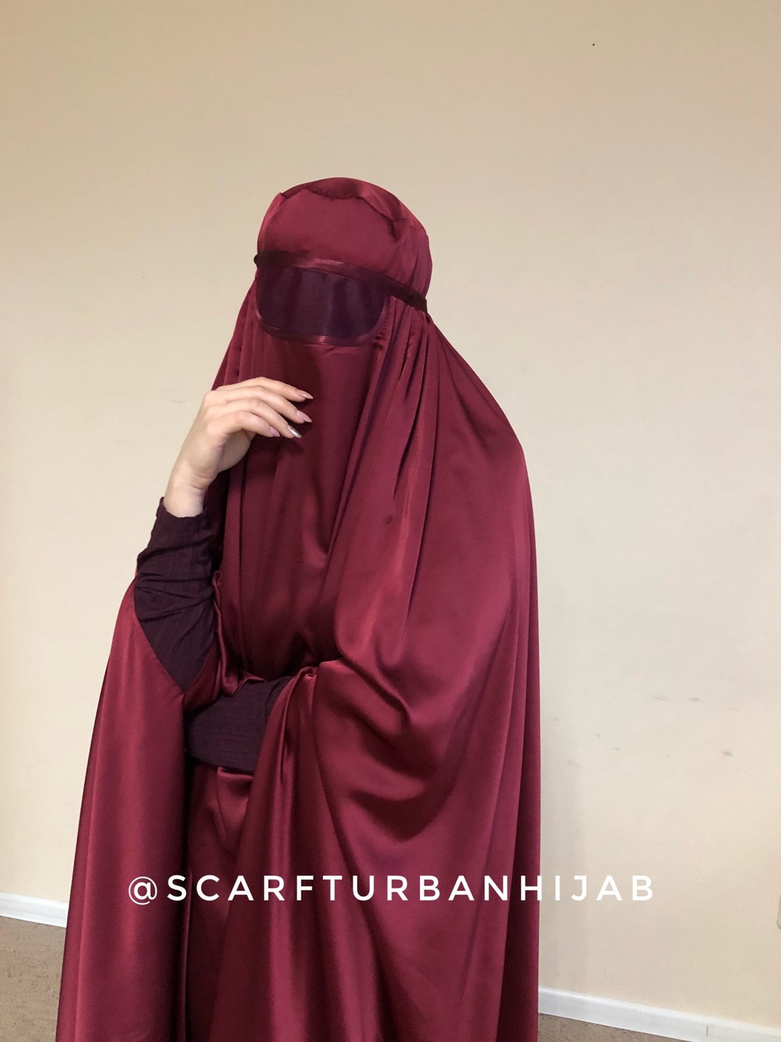 Burgundy Afghan Burqa Silk Khimar Cape Niqab Full Long | Etsy