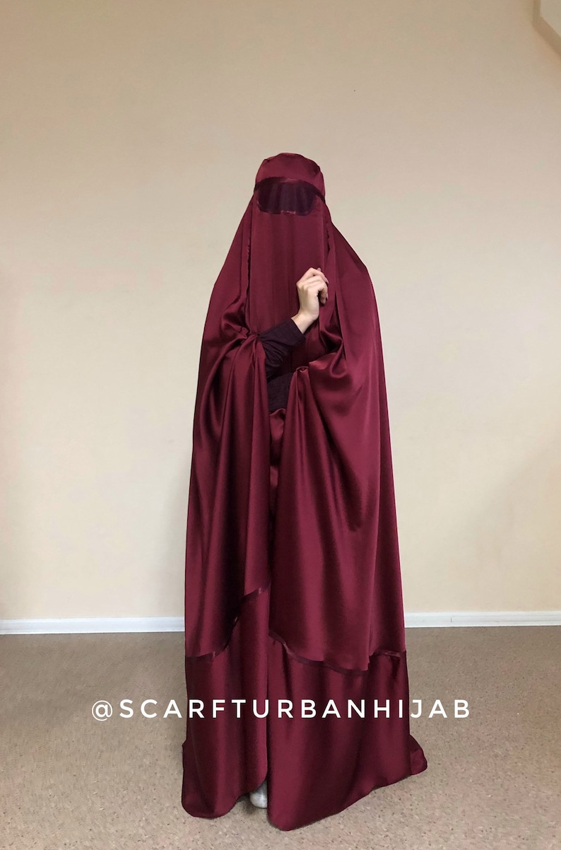 Burgundy Afghan Burqa Silk Khimar Cape Niqab Full Long - Etsy Australia