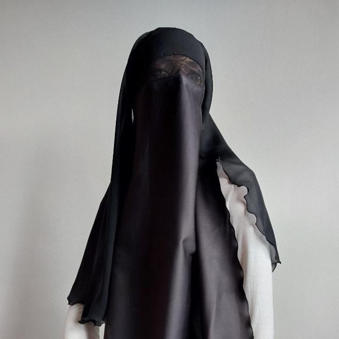 Black Niqab Burqa With Veil: See-through Netting, Polyester Viscose ...