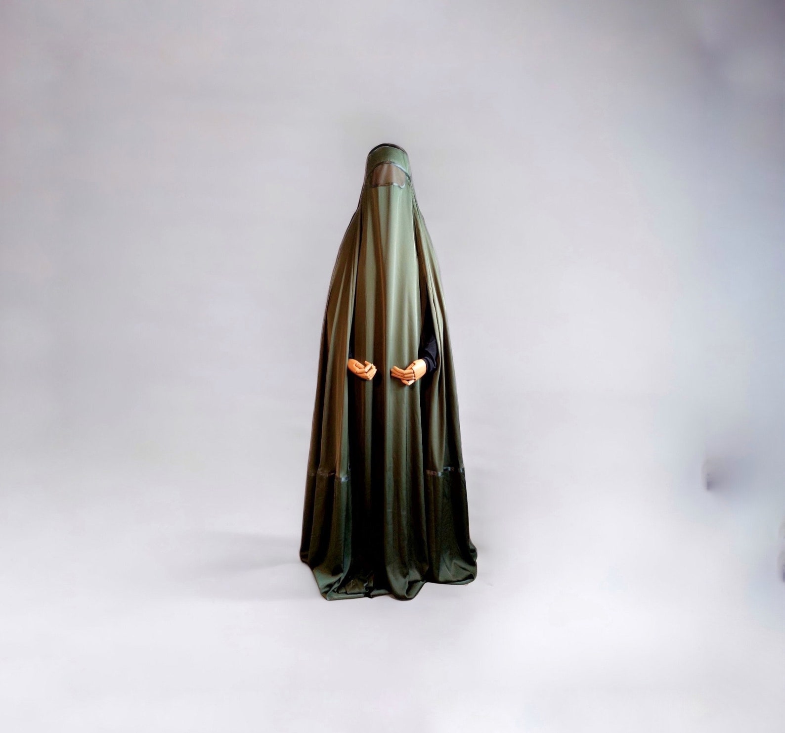 Elegant Silk Khaki Color Afghani Burqa, Unique Design Custom Length - Etsy