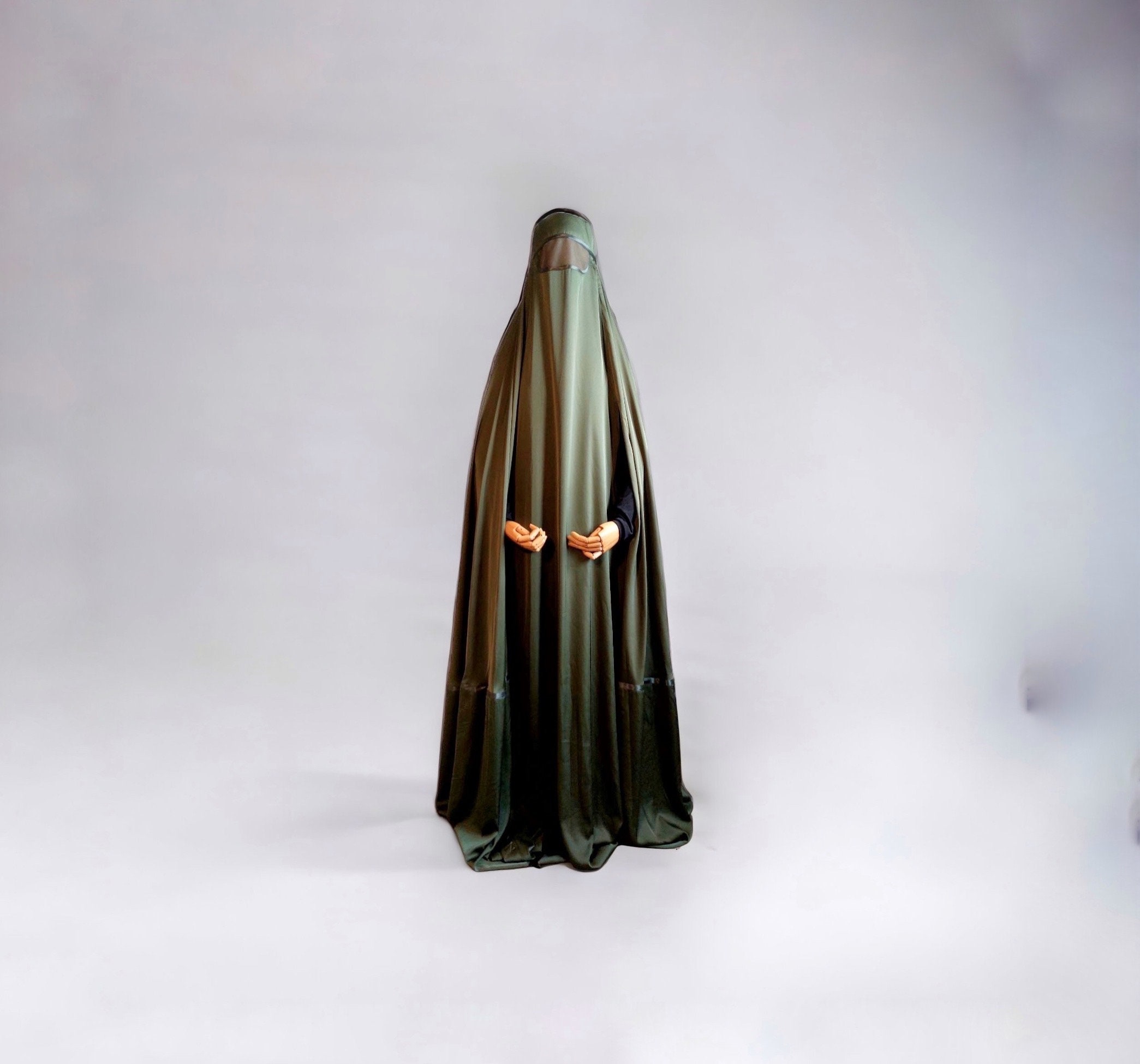 Elegant Silk Khaki Color Afghani Burqa, Unique Design Custom Length - Etsy
