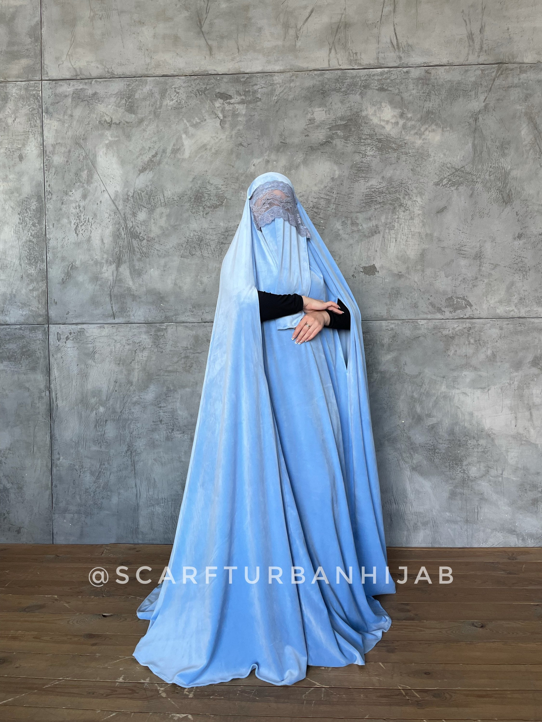 Warm Blue Afghan Burqa Plush Velour Khimar Cape Niqab Full - Etsy