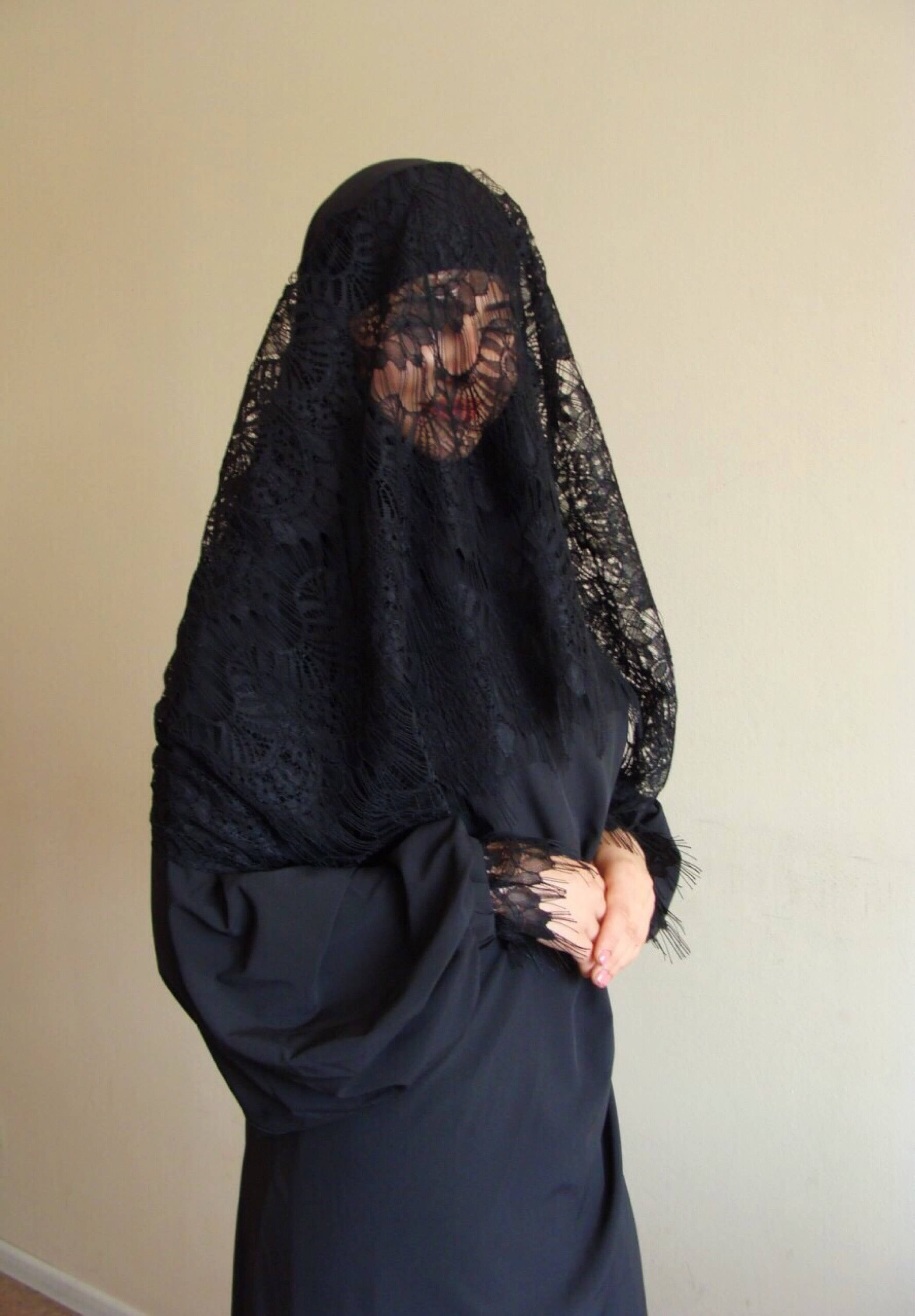 Black Khimar Maxi Dress Lace Niqab Veil Elegant Burqa - Etsy