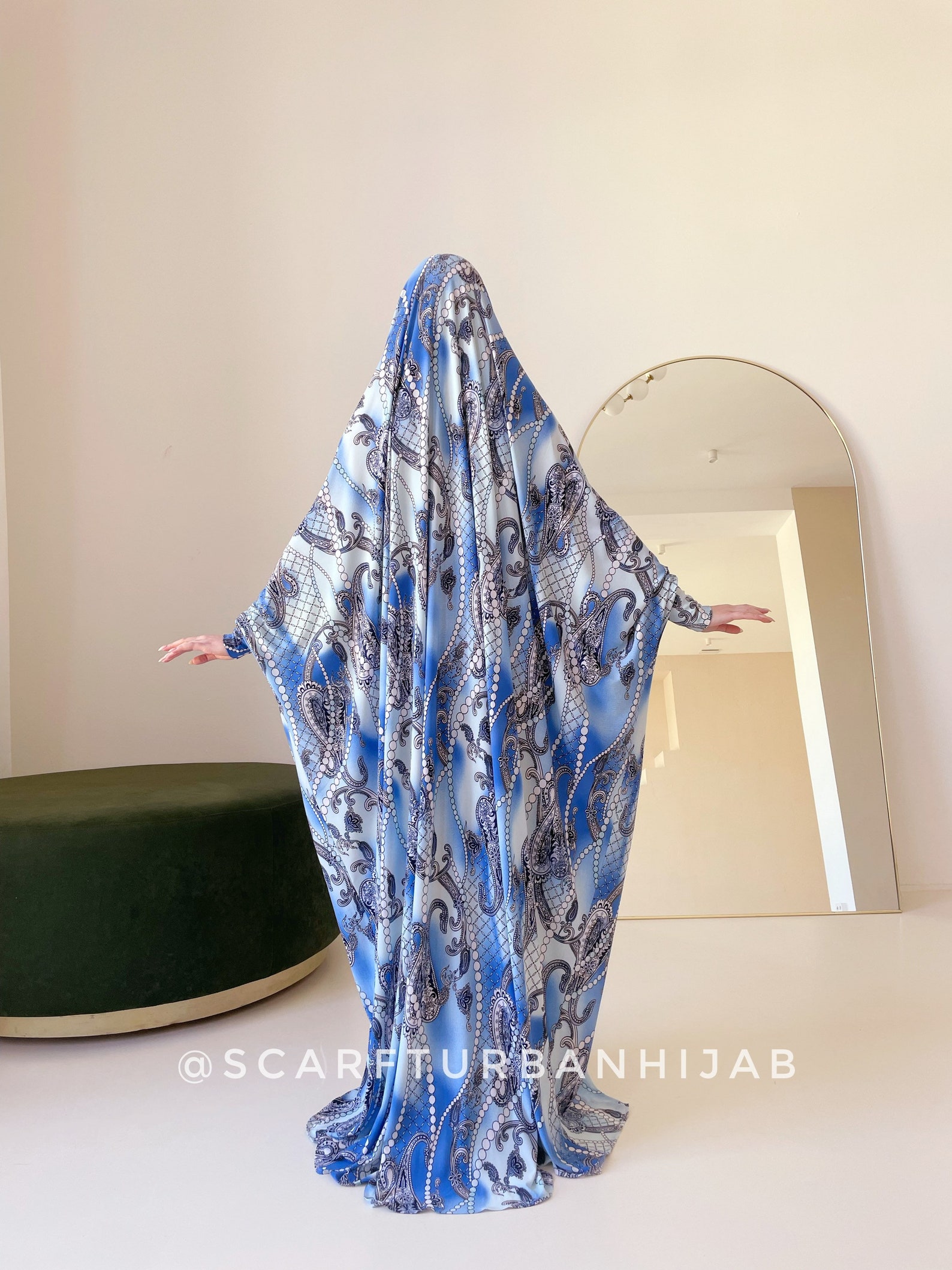 Long Khimar With Floral Print and Wide Cuffs Perfect Jilbab for Prayer ...