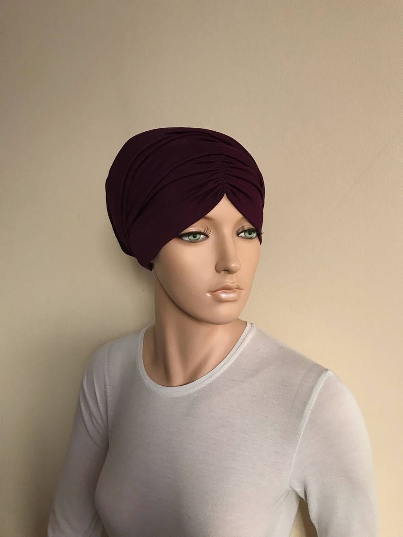3 in One Eggplant Hijab jersey Turban Volume Ready Turban - Etsy