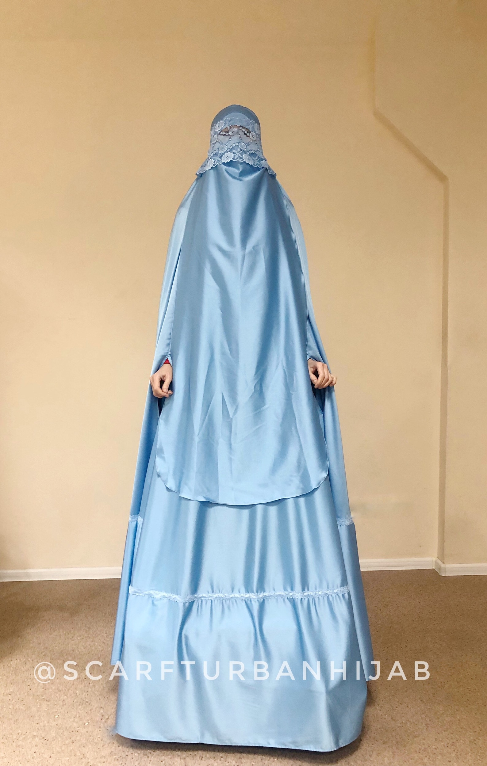 Sky Blue Long Burqa, Muslim Niqab , Islamic Hijab , Hajjie Clothing ...