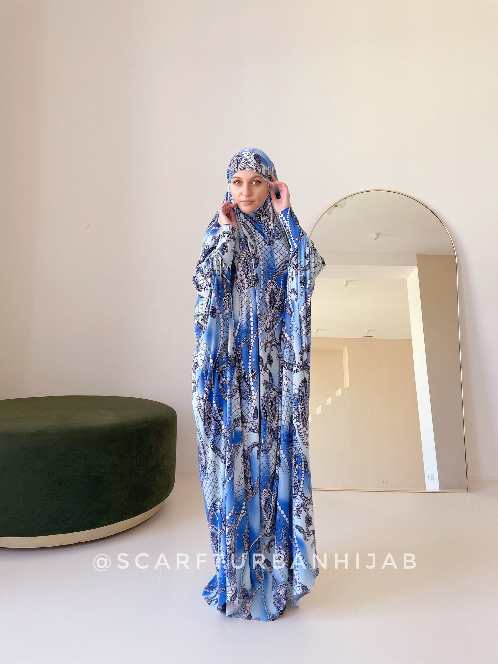 Long Khimar With Floral Print and Wide Cuffs Perfect Jilbab for Prayer ...