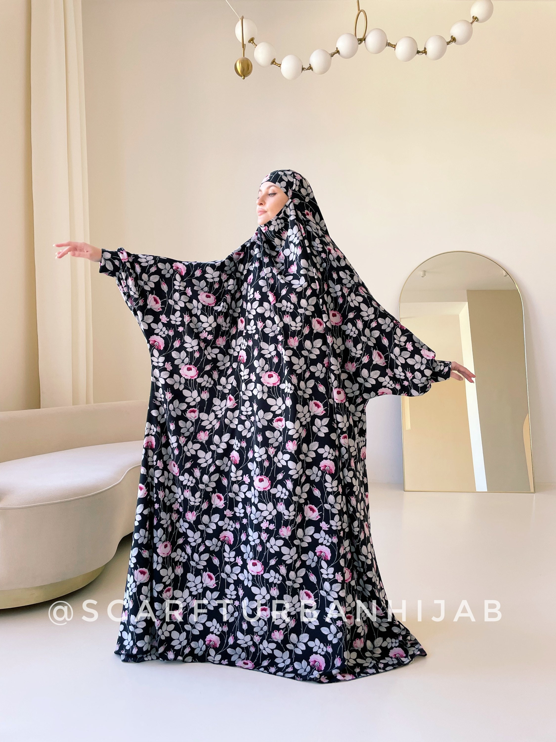 Elegant Floral Print Full, Length Jilbab, Comfortable Muslim Attire ...