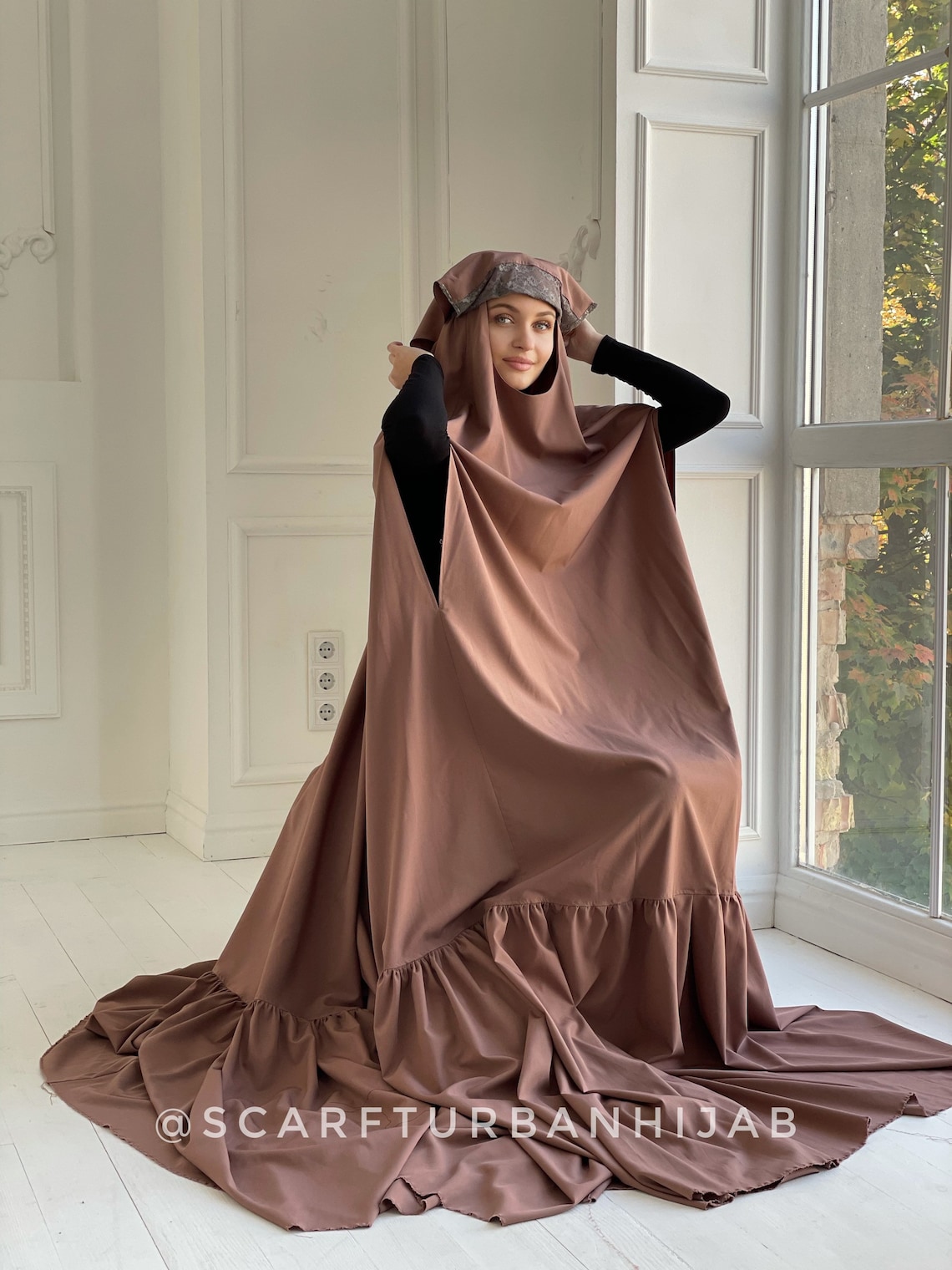 Brown Afghan Burqa Cape Traditional Chador Full Niqab Lace | Etsy